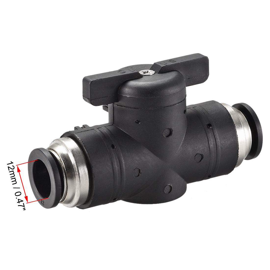 Uxcell Pneumatic Ball Valve, Push To Connect, 12mm Inner Diameter, for ...