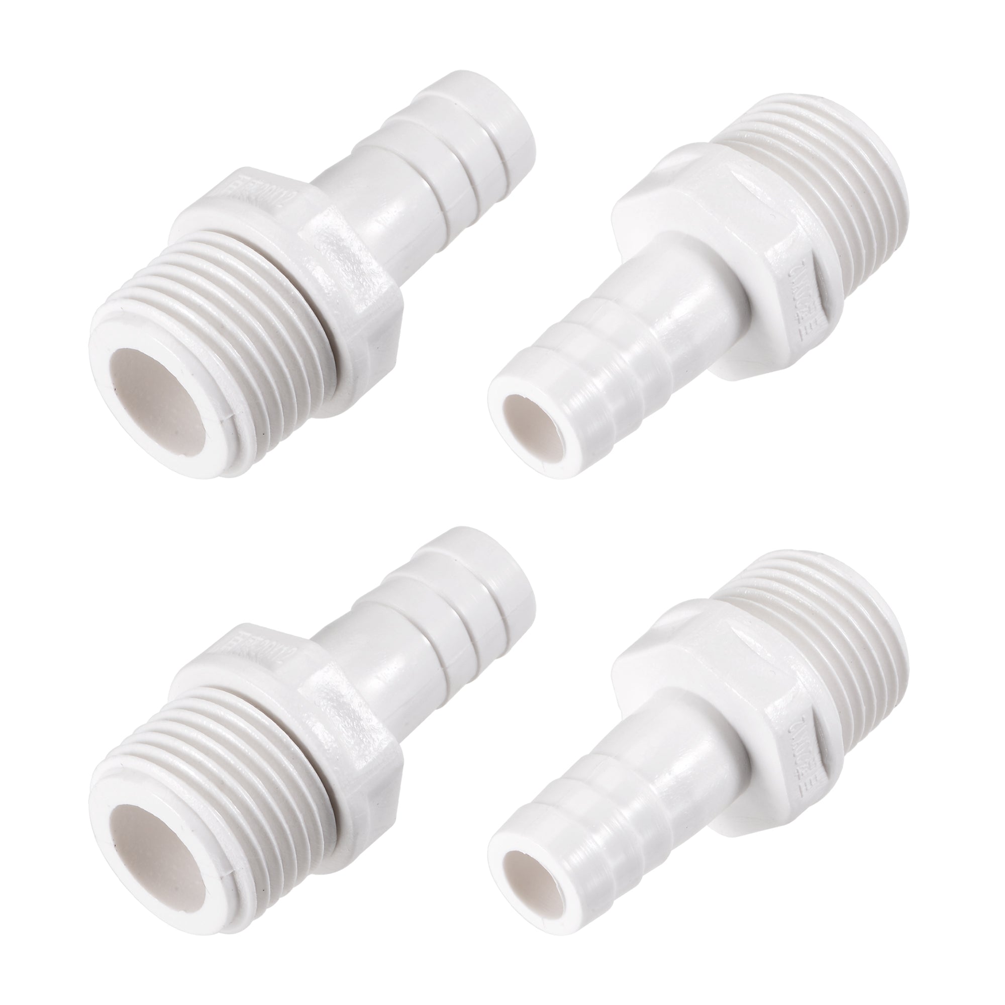 Uxcell PVC Tube Fitting Adapter 12mm Barbed x G1/2 Male White for ...