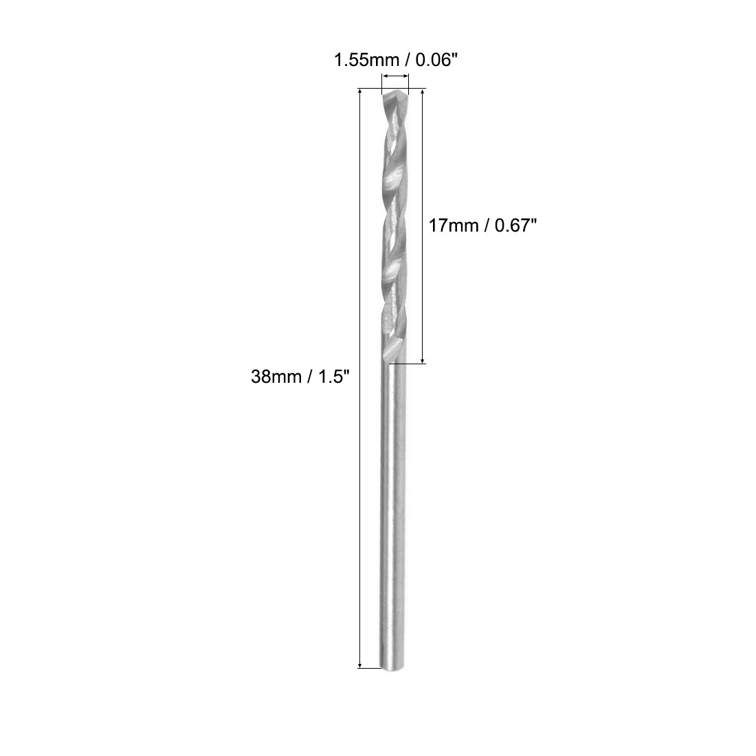 Uxcell 1.55mm Solid Carbide Drill Bits Straight Shank for Stainless ...