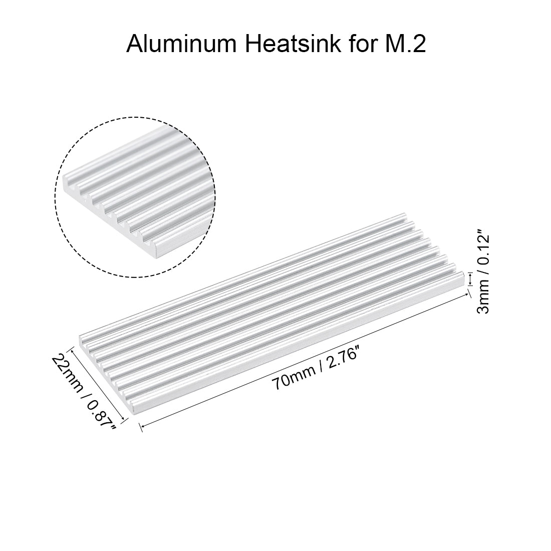 Uxcell Aluminum Heatsink Kit 70x22x3mm Silver Tone with Two Silicone ...
