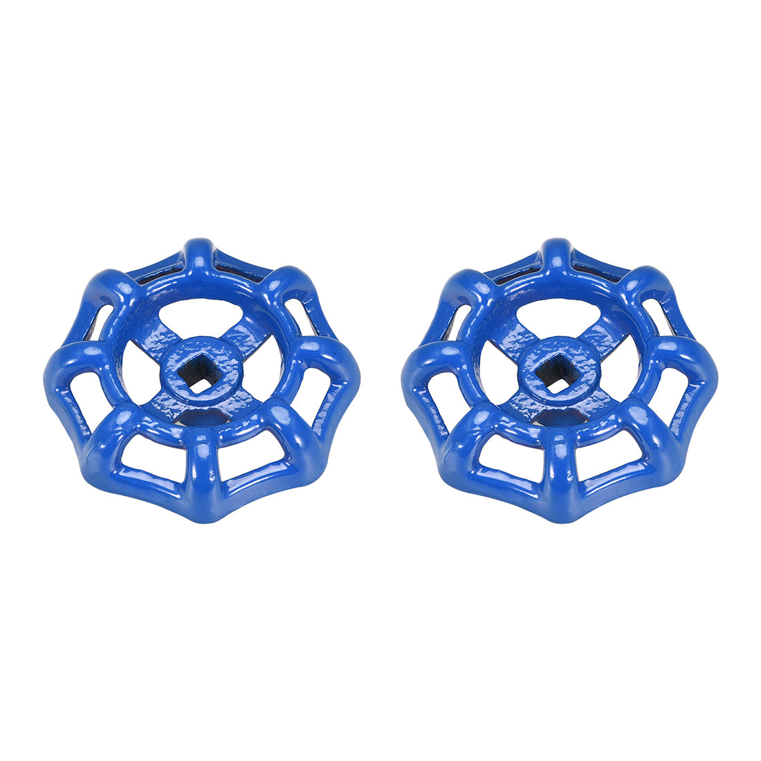 Uxcell Round Wheel Handle Square Broach Paint Cast Steel Blue 2Pcs ...