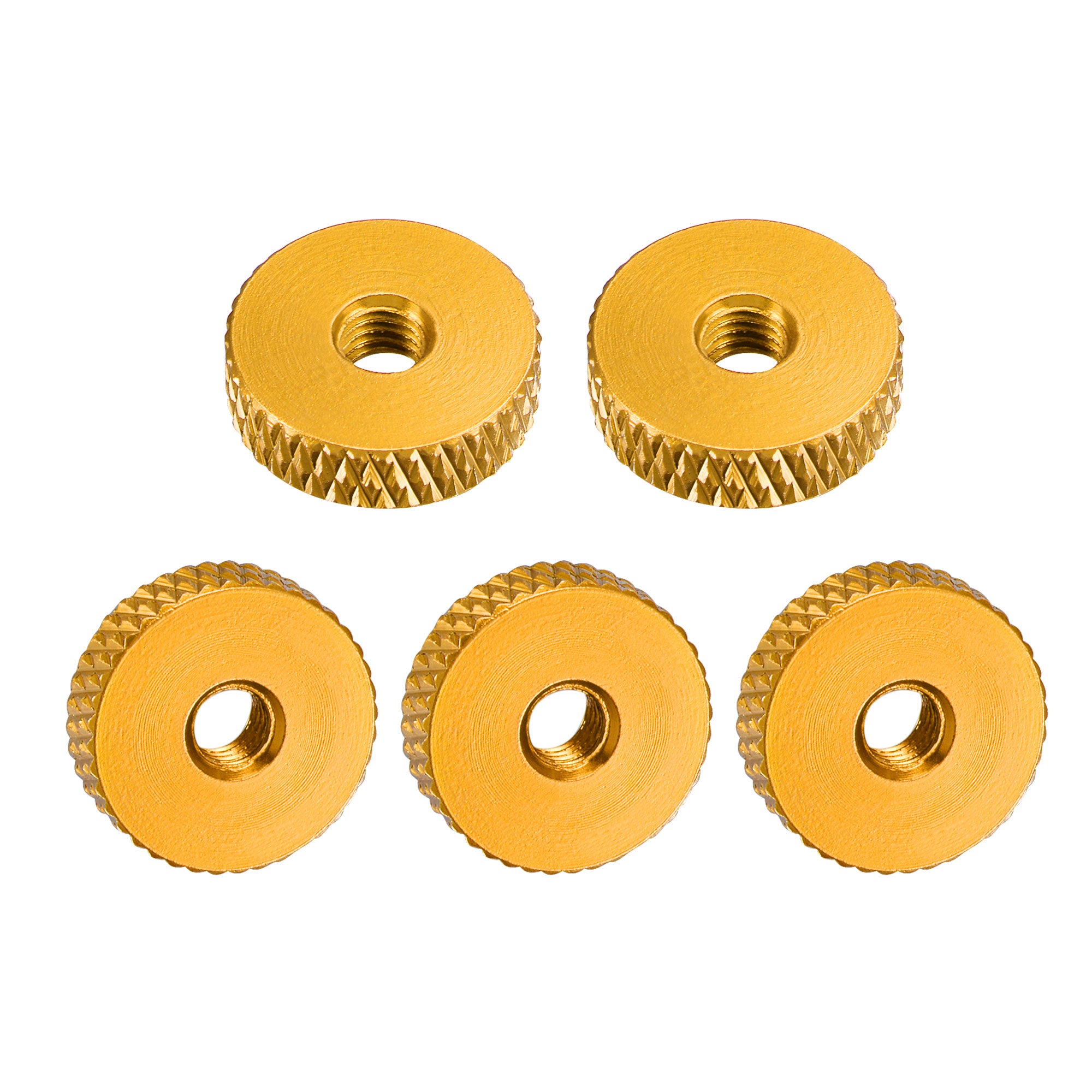 Uxcell M4x14mmx4mm Flat Knurled Nut Thumb Nuts Adjusting Aluminum Alloy ...