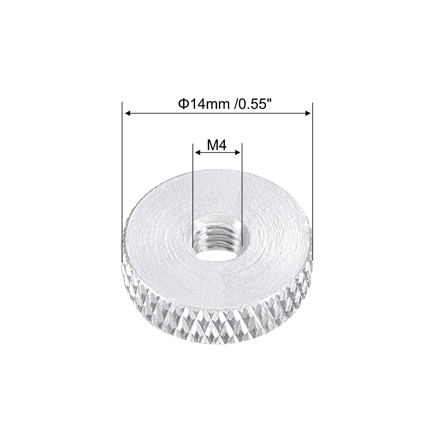 Uxcell M4x14mmx4mm Flat Knurled Nut Thumb Nuts Adjusting Aluminum Alloy ...
