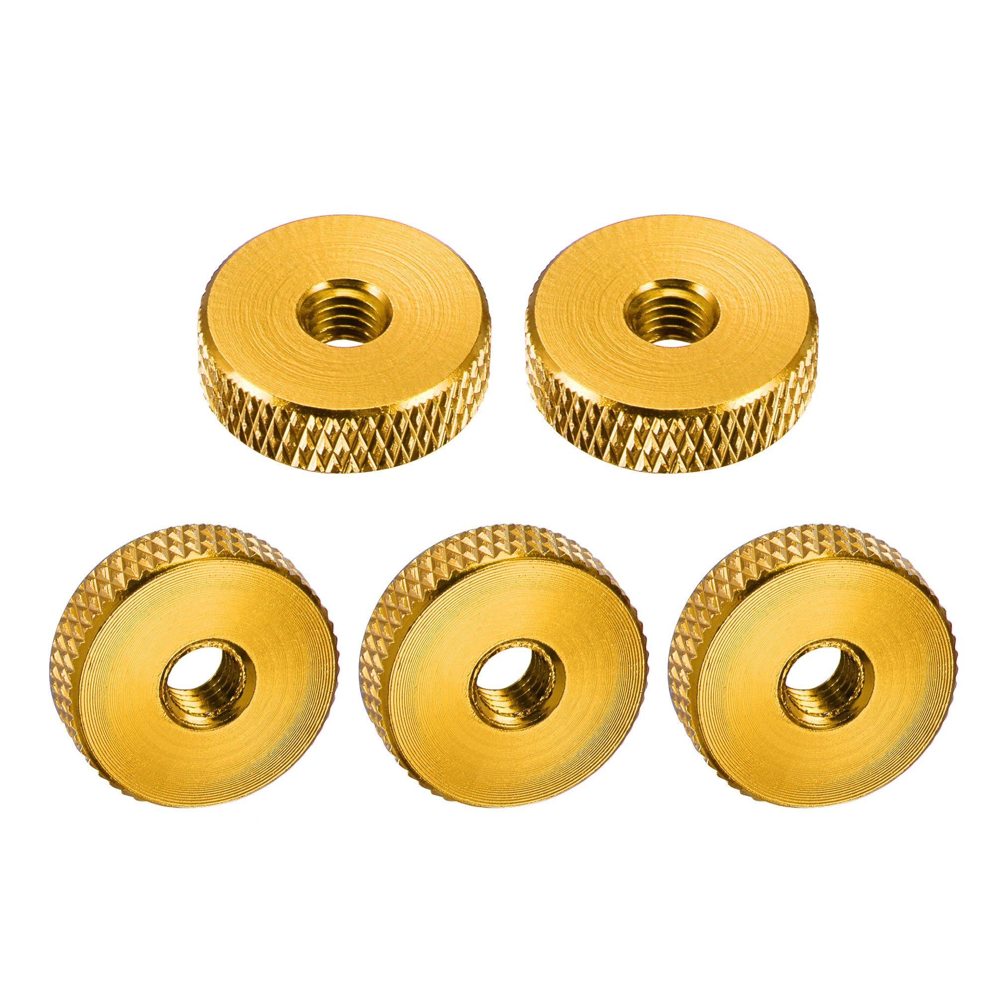 Uxcell M5x16mmx5mm Flat Knurled Nut Thumb Nuts Adjusting Aluminum Alloy ...