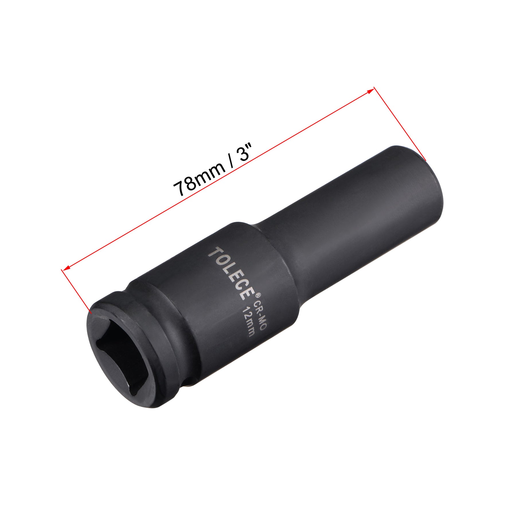 Uxcell 1/2-Inch Drive 12mm 12-Point Deep Impact Socket, CR-MO Steel 78mm Length, Metric | Harfington