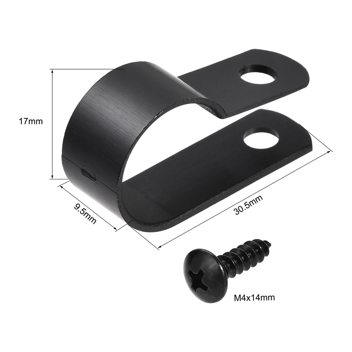 16mm Nylon R Type Cable Clip Wire Clamp with Screws Black 100pcs ...