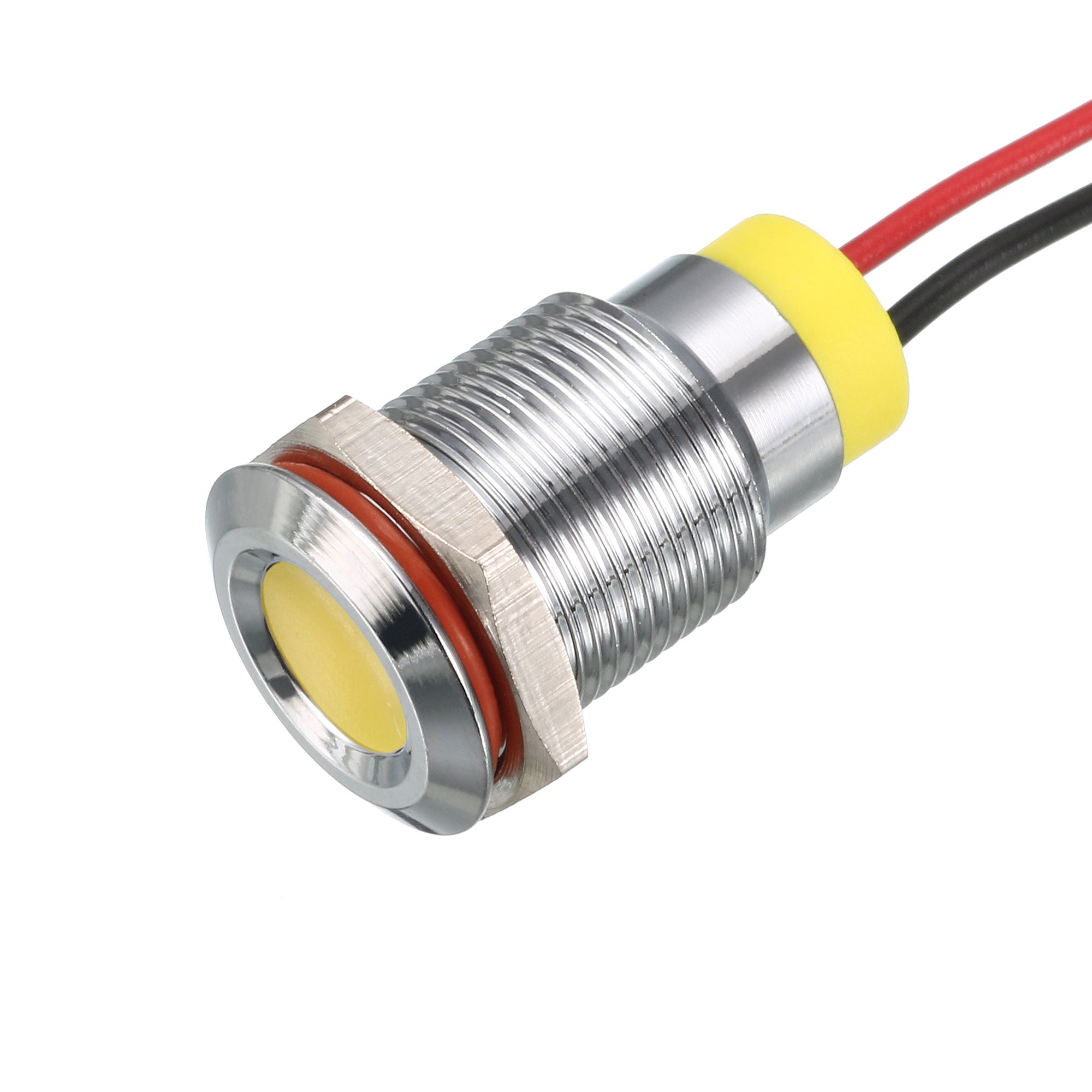 Uxcell LED Indicator Light AC/DC 12V 12mm Flush Panel Mount Yellow LED ...