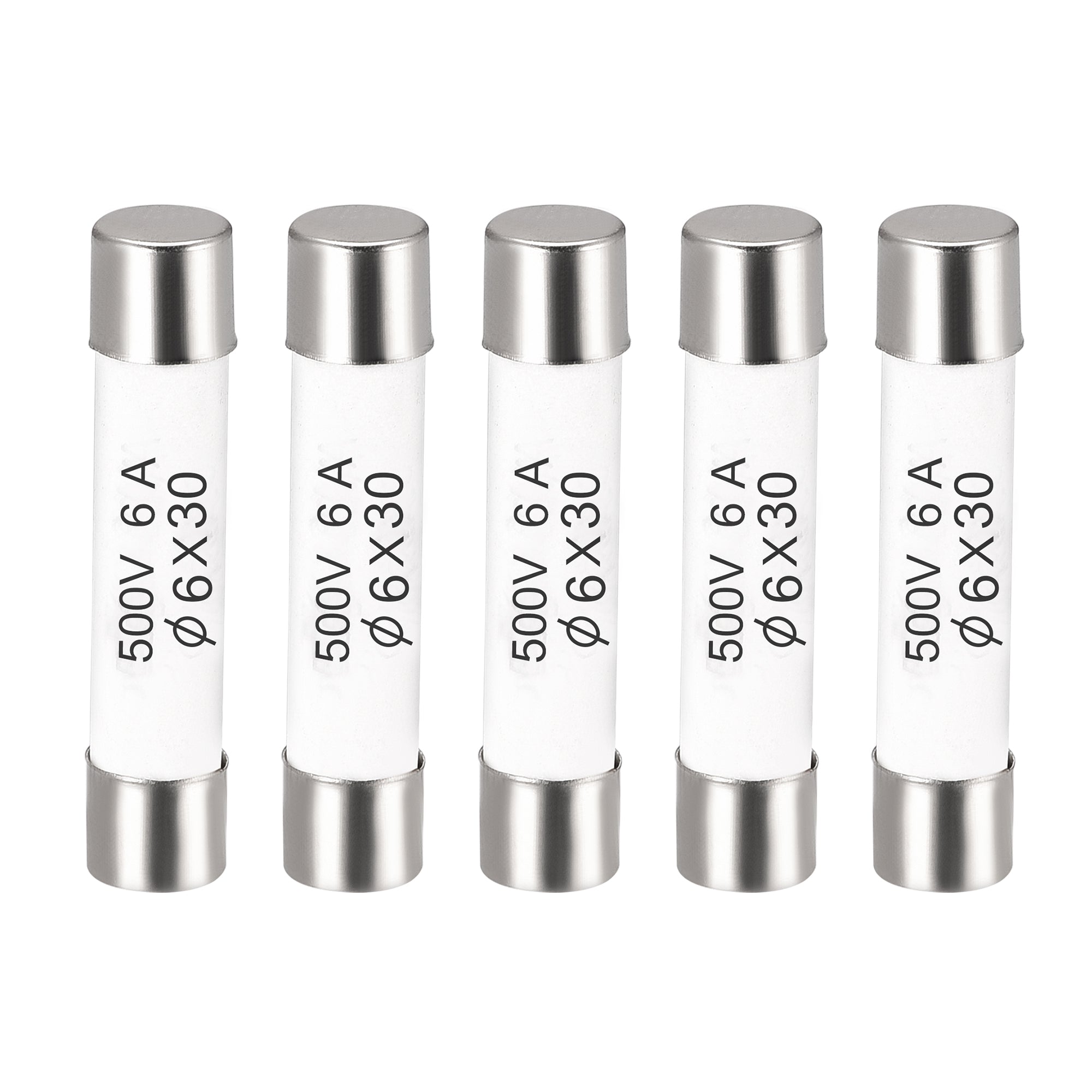 Uxcell Ceramic Cartridge Fuses 6A 500V 6x30mm Fast Blow for Energy ...