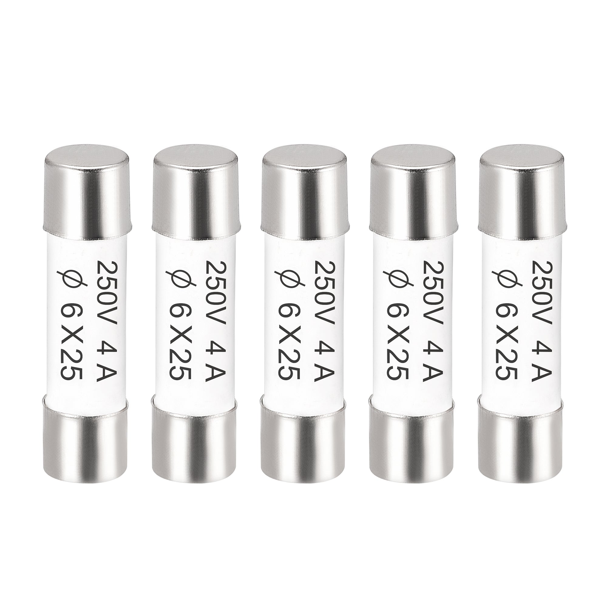 Uxcell Ceramic Cartridge Fuses 4A 250V 6x25mm Fast Blow for Energy ...