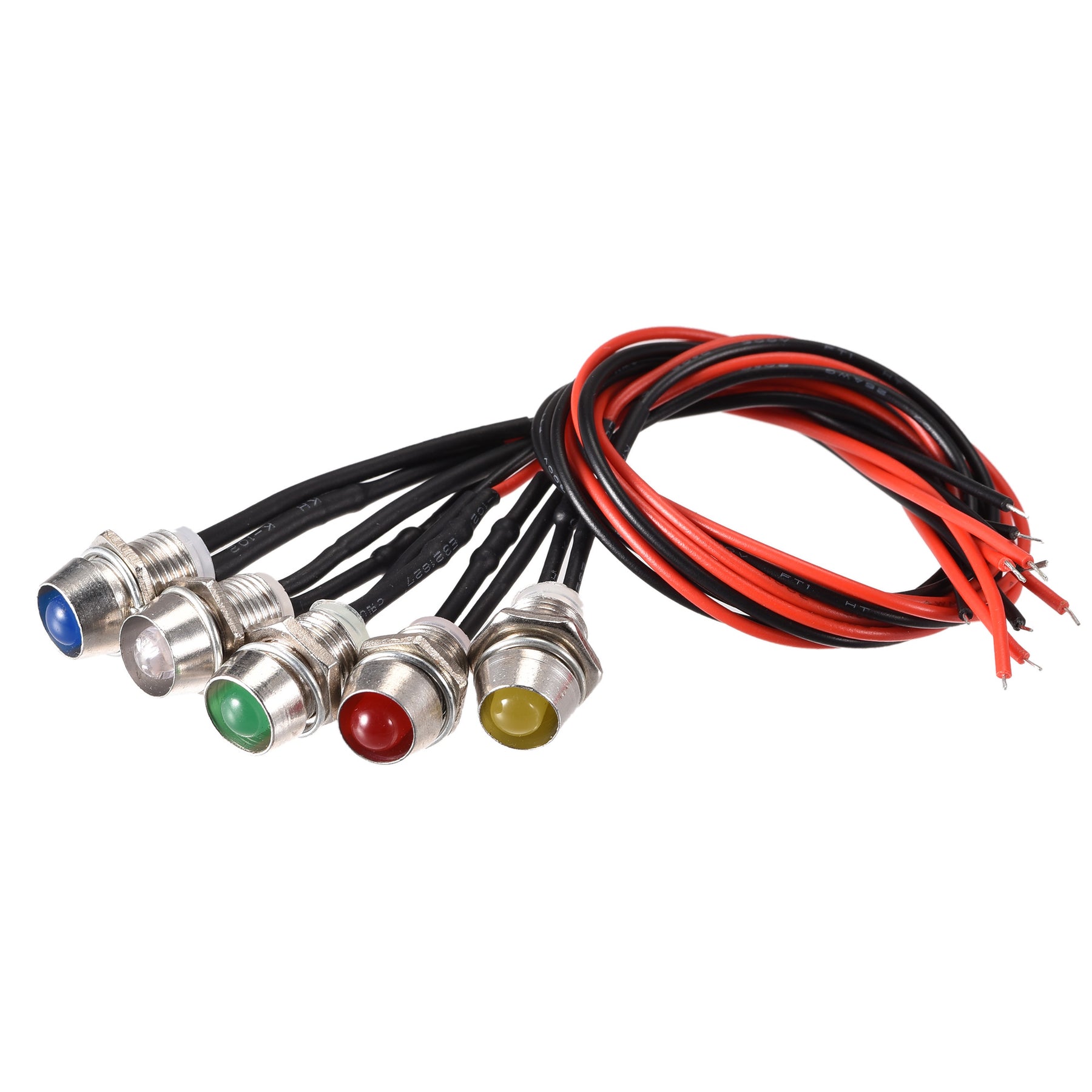 Uxcell LED Indicator Light AC/DC 12V 8mm Panel Mount Metal Shell Red ...