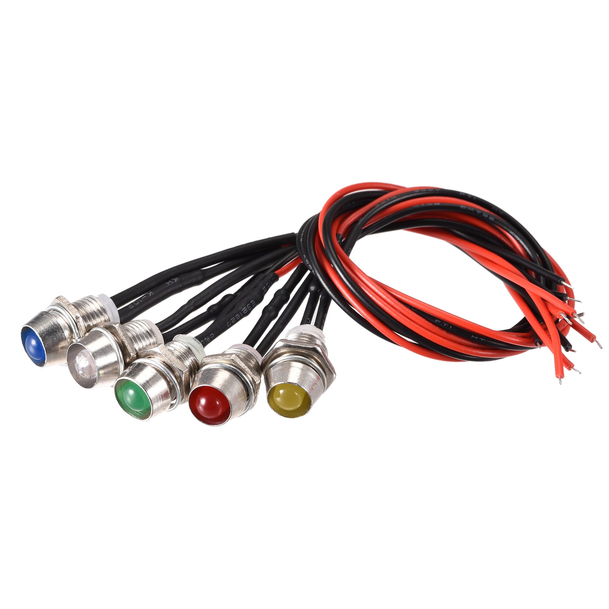 Uxcell LED Indicator Light AC/DC 24V 8mm Panel Mount Metal Shell Red ...