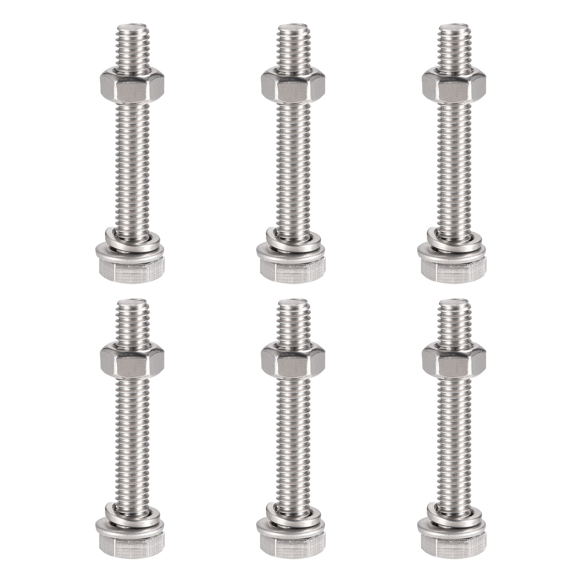Uxcell M6 x 40mm Hex Head Screws Bolts, Nuts, Flat & Lock Washers Kits ...