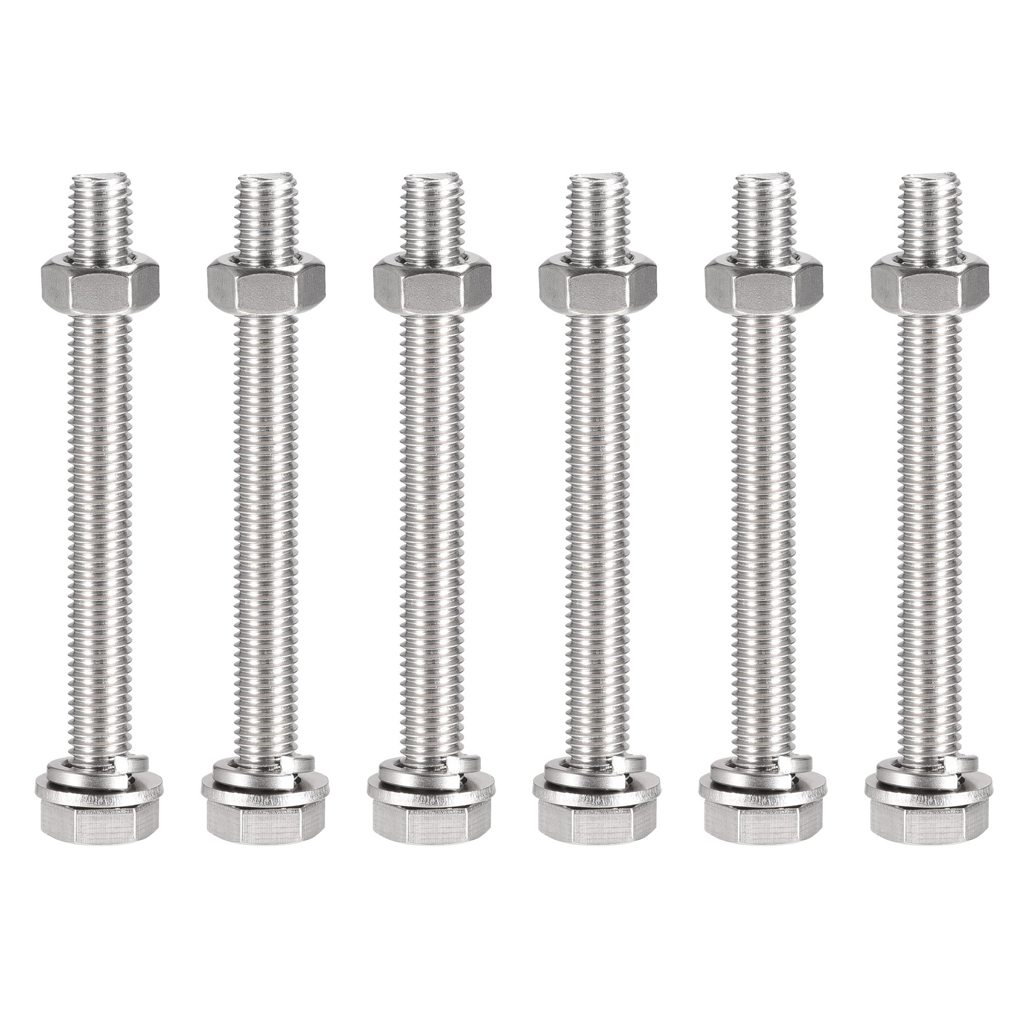 Uxcell M10 x 100mm Hex Head Screws Bolts, Nuts, Flat & Lock Washers ...