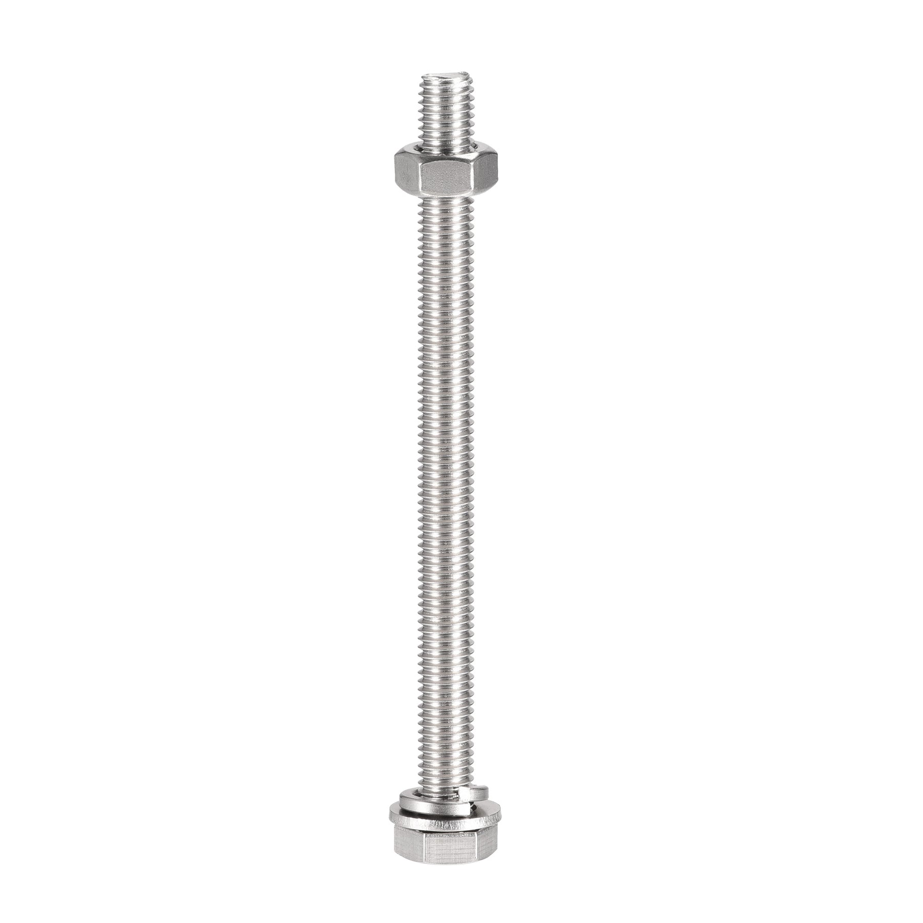 Uxcell M10 x 140mm Hex Head Screws Bolts, Nuts, Flat & Lock Washers ...