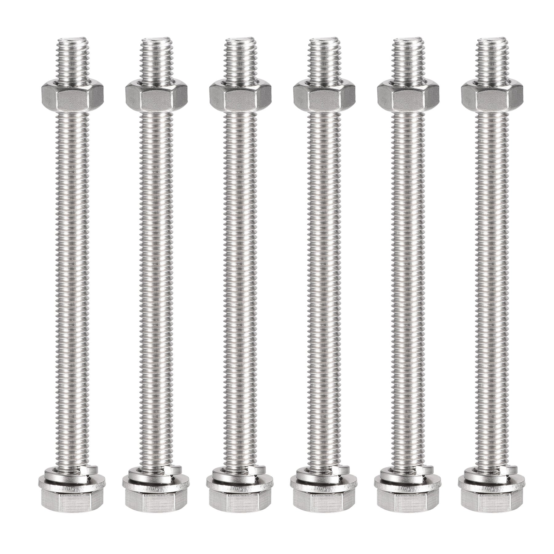 Uxcell M10 x 140mm Hex Head Screws Bolts, Nuts, Flat & Lock Washers ...