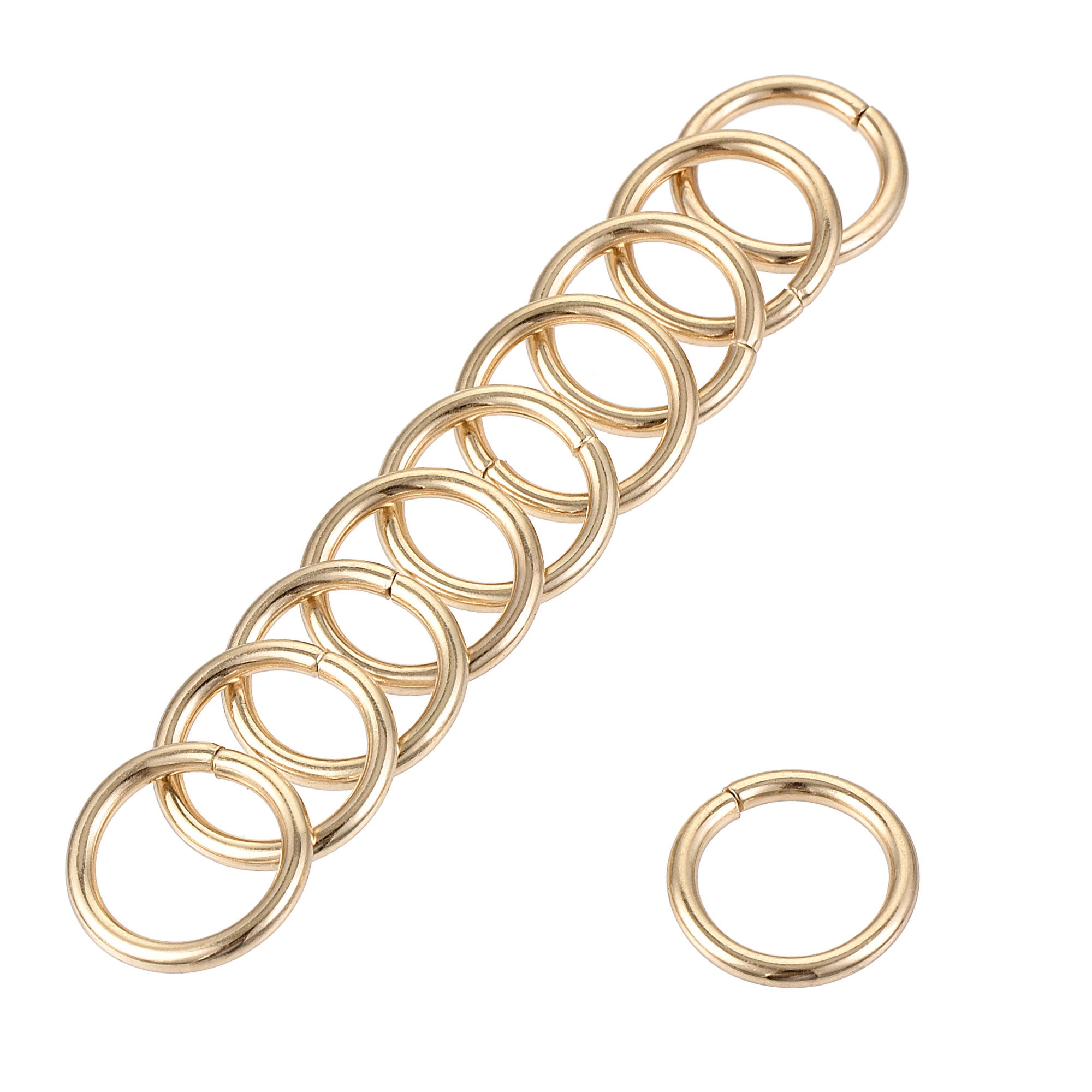 Uxcell 10mm Metal O Rings Non-Welded for Straps Bags Belts DIY Gold ...