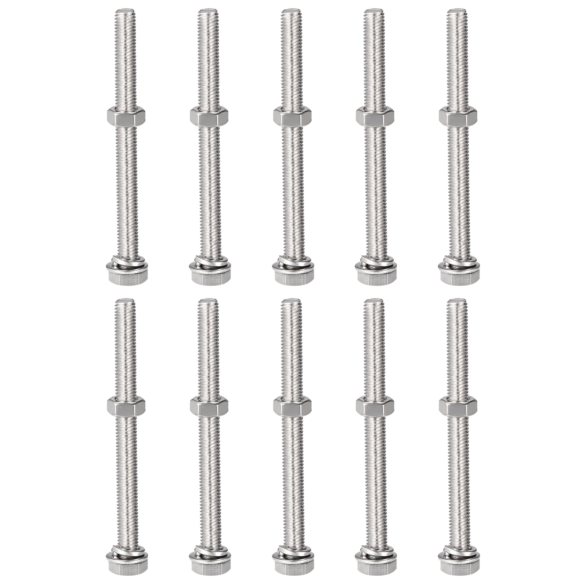 Uxcell M8 x 90mm Hex Head Screws Bolts, Nuts, Flat & Lock Washers Kits ...