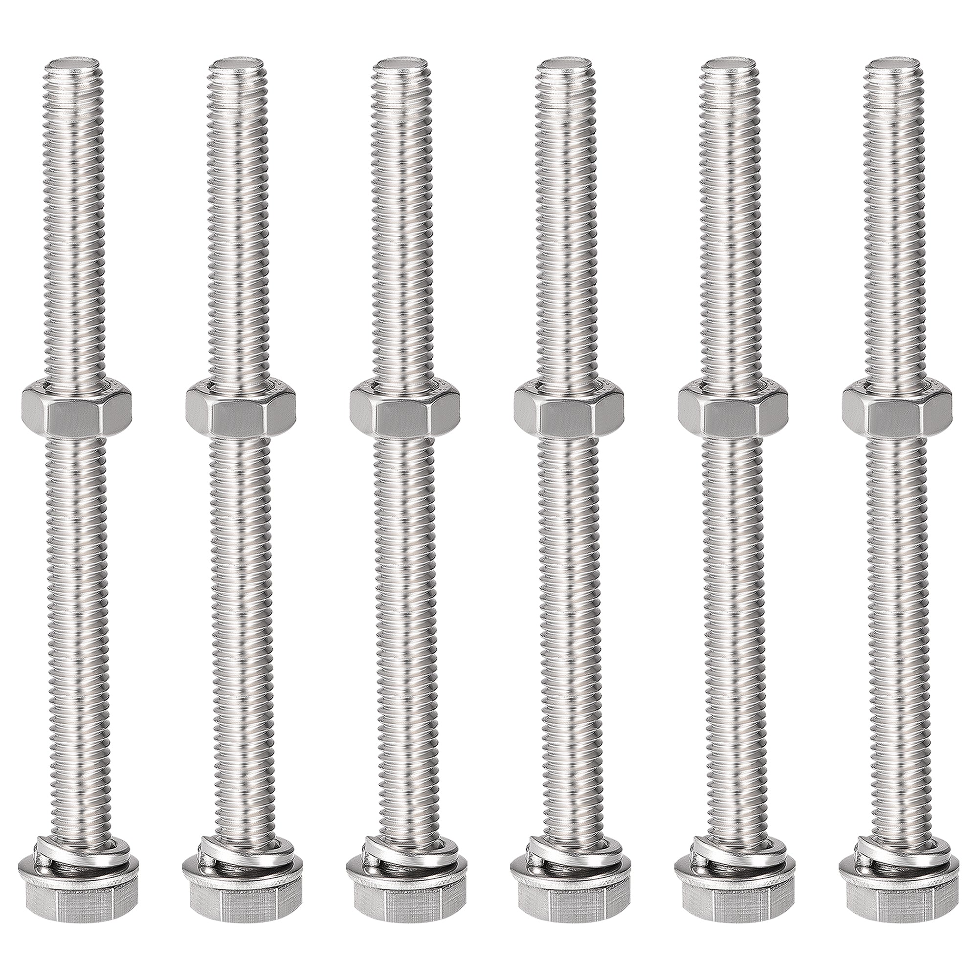 Uxcell M8 x 100mm Hex Head Screws Bolts, Nuts, Flat & Lock Washers Kits ...