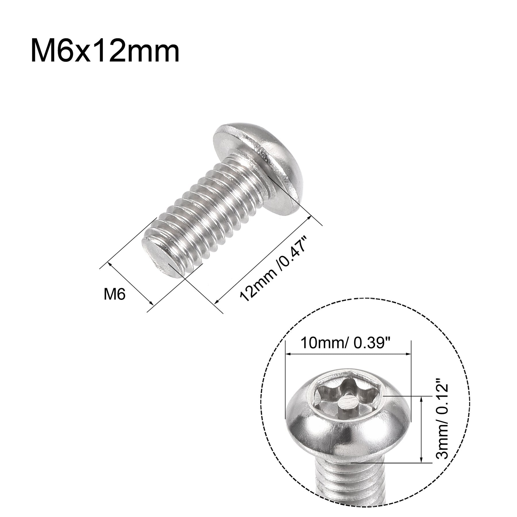 Uxcell M6x12mm Torx Security Machine Screw, 40pcs Pan Head Screws ...