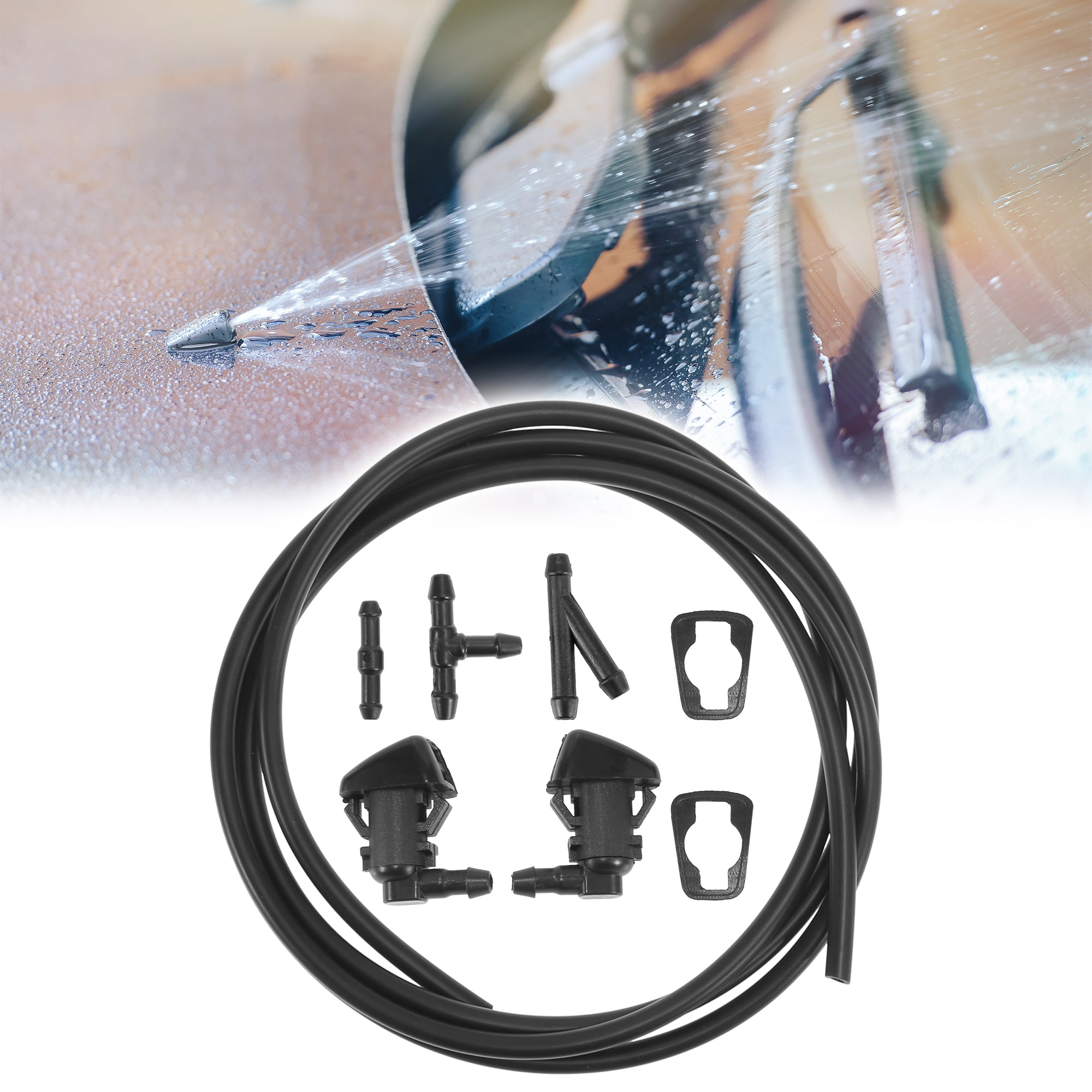 Front Windshield Washer Nozzles Kit with 3 Connectors 7C3Z17603A ...