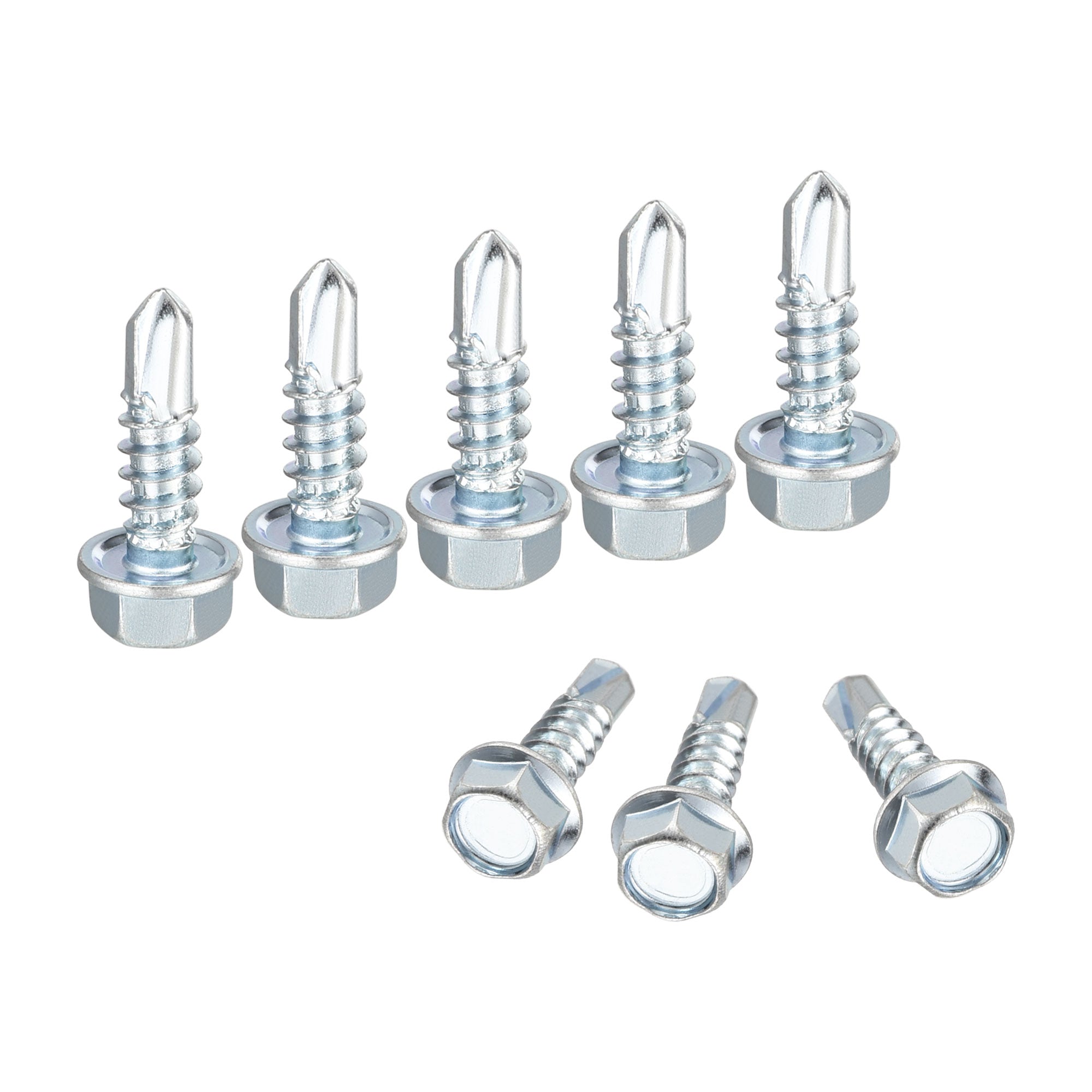Uxcell Hex Washer Self Drilling Screws, #8 x 1/2" Carbon Steel Hex ...