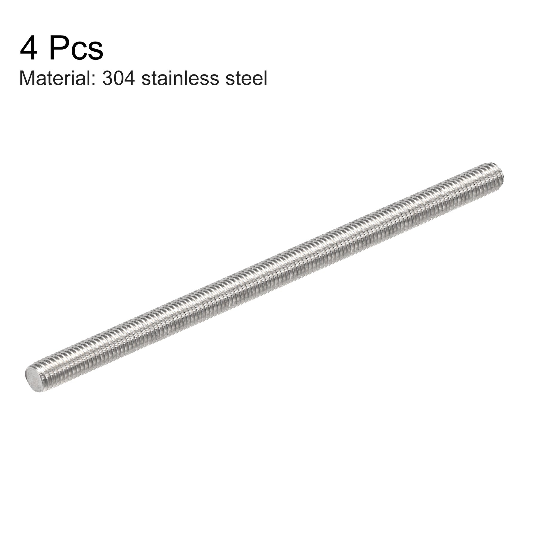Uxcell 4pcs M8 x 150mm Fully Threaded Rod 304 Stainless Steel Right ...