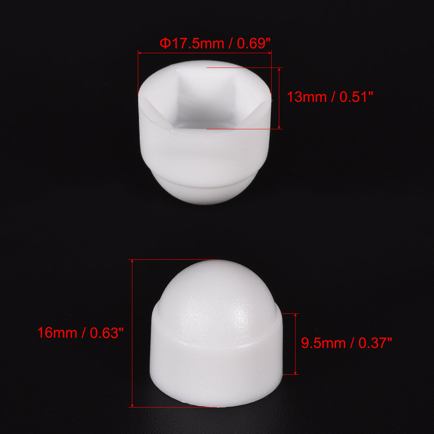 Uxcell 50pcs Plastic Dome Bolt Nut Protection Cap Cover M8 13mm Hex ...