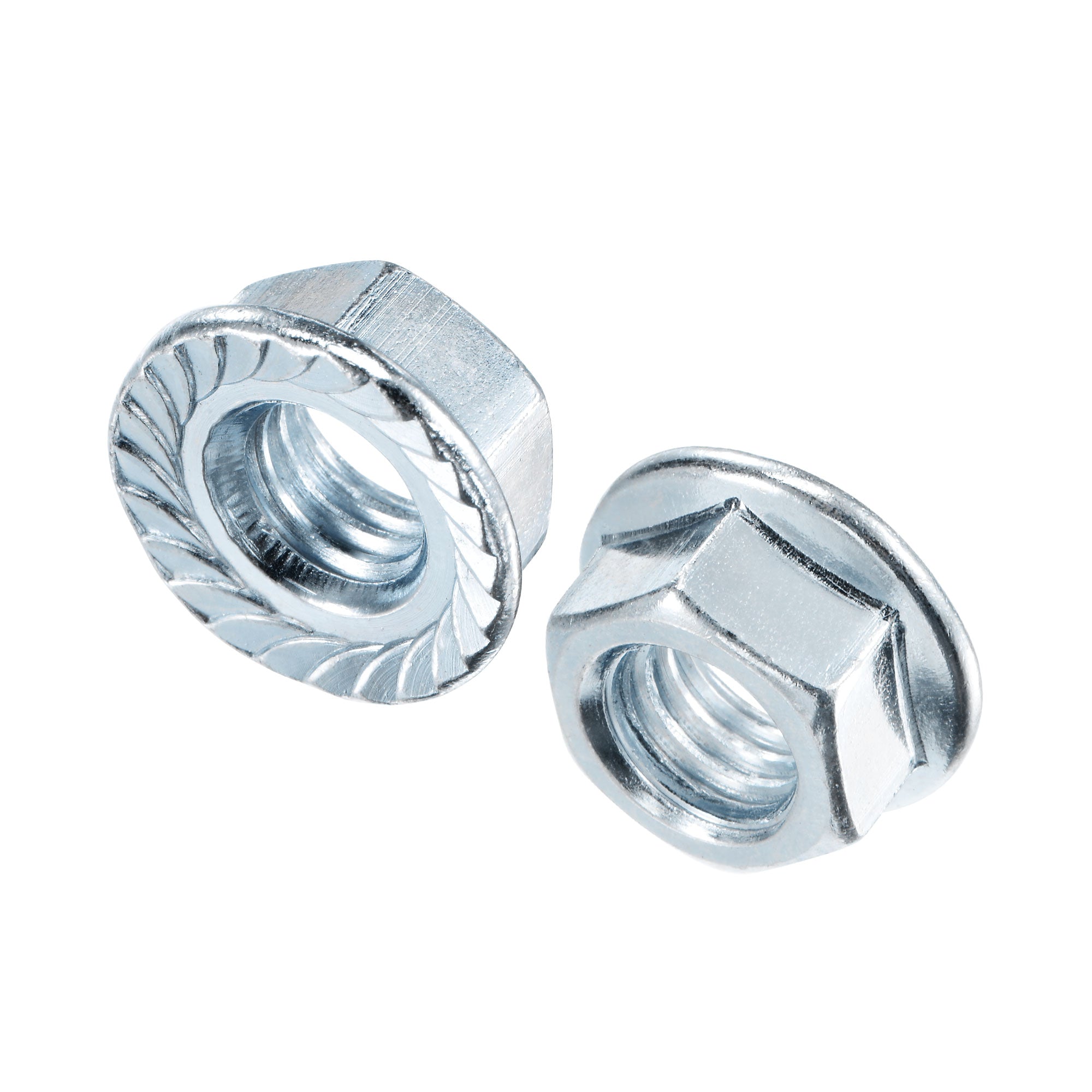 Uxcell 3/8"-16 Serrated Flange Hex Lock Nuts, Carbon Steel Zinc Plated ...