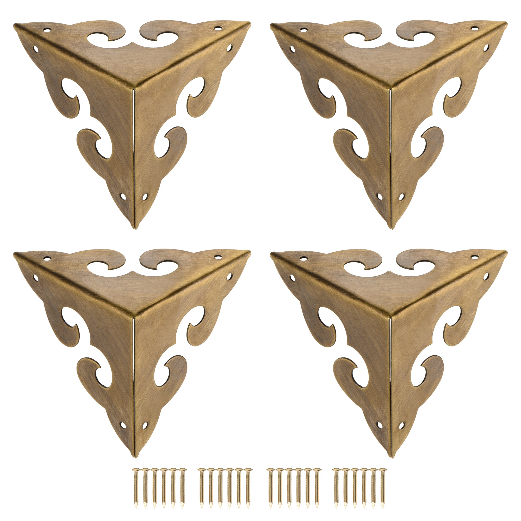 Uxcell 44x44x44mm Metal Box Corner Protectors Brass Edge Guard Bronze ...