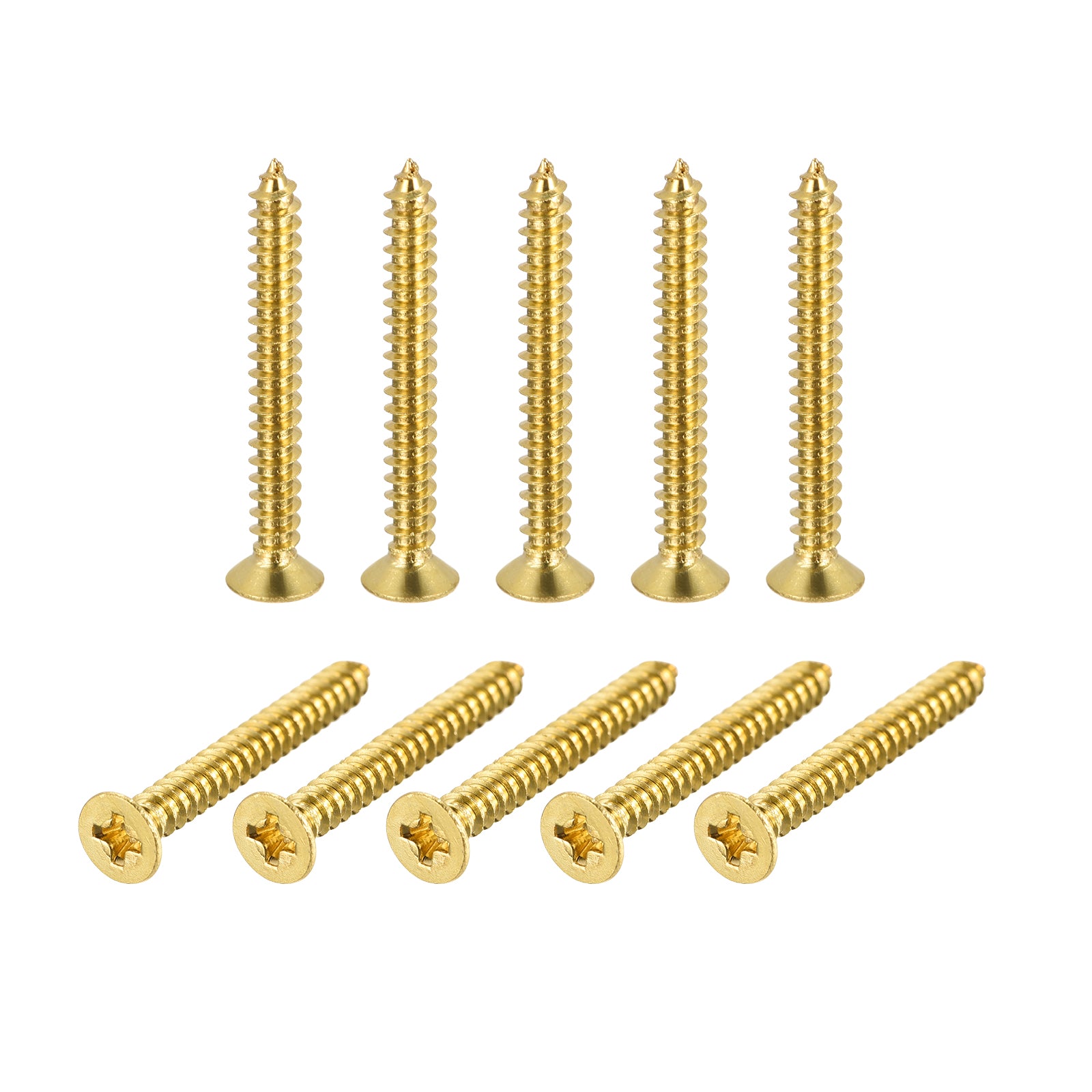 Uxcell Brass Wood Screws, M4x35mm Phillips Flat Head Self Tapping ...