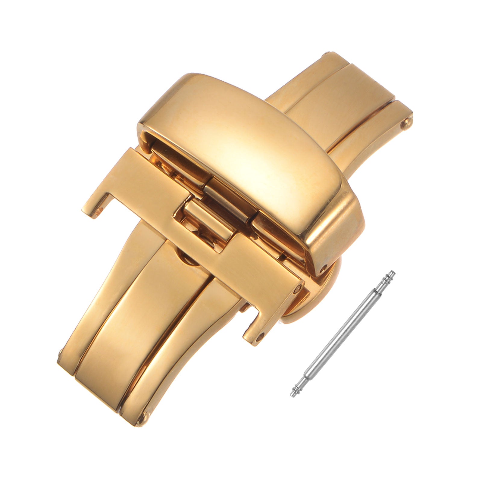 Uxcell Folding Watch Clasp Push Button for 20mm Leather Watchband Gold ...