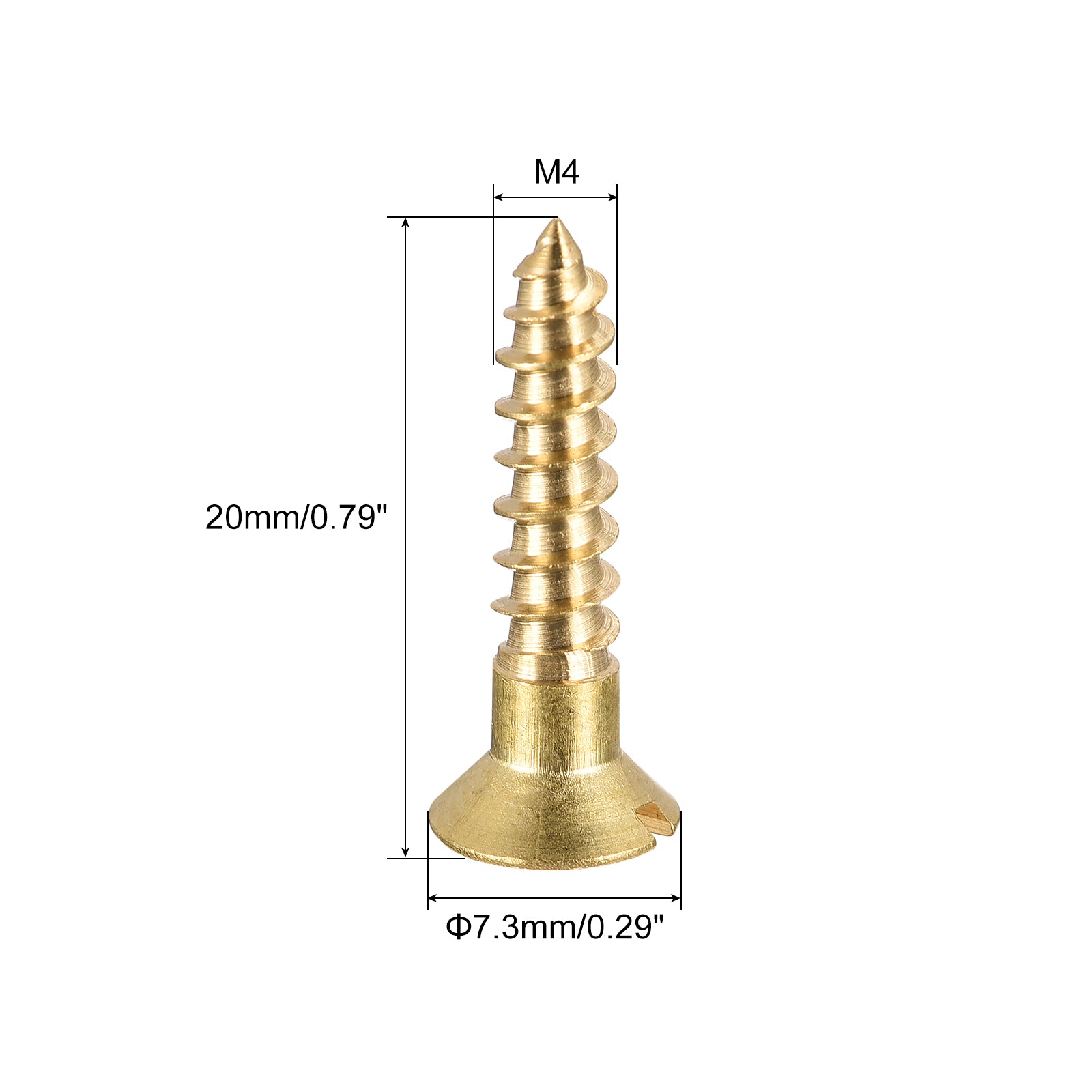 Uxcell Wood Screws M4 x 20mm Slotted Flat Head Brass Self-Tapping Screw 50 Pcs | Harfington