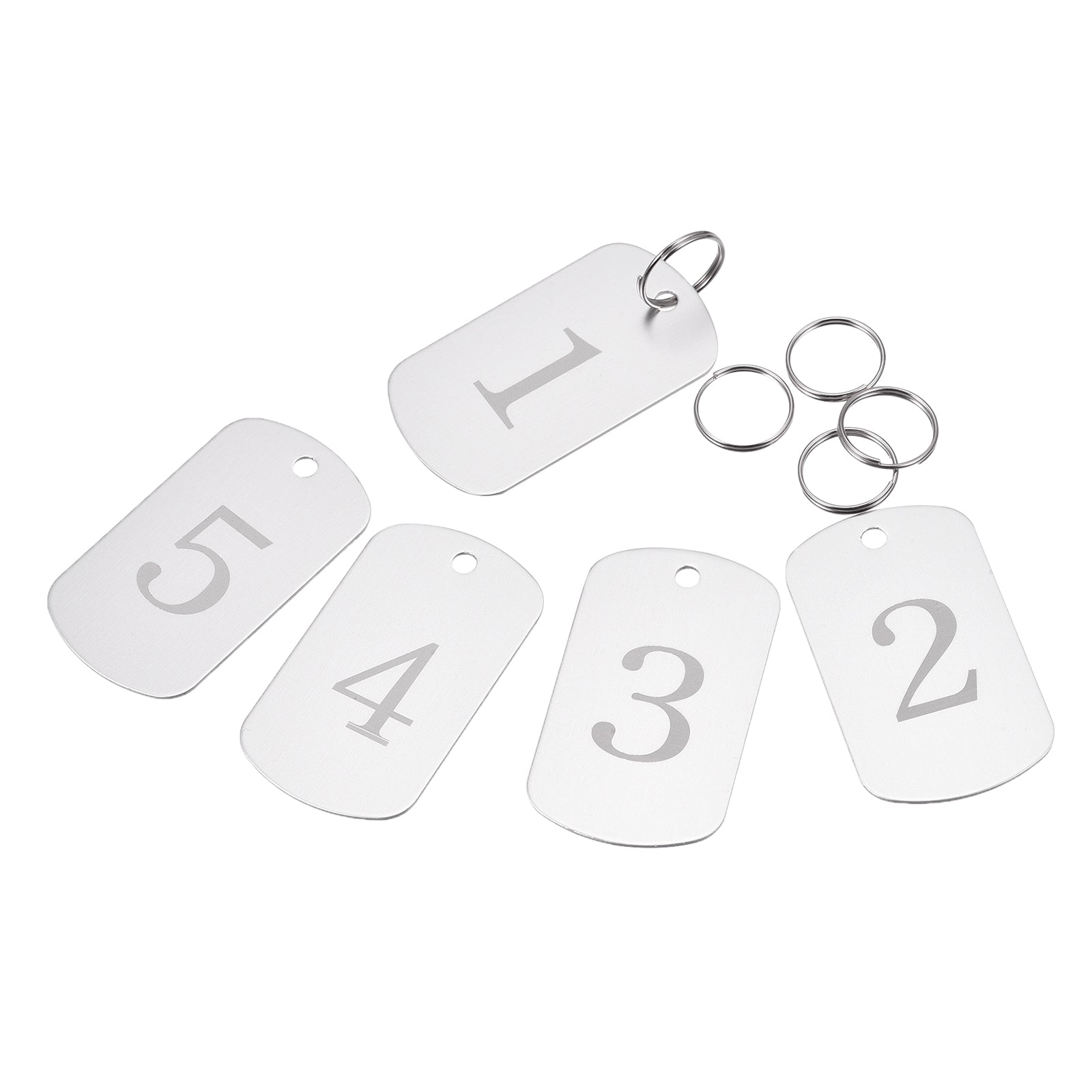 Metal Key Tag, 1-5 Number Tag, ID Tag with Ring 2x1.2inch Silver ...