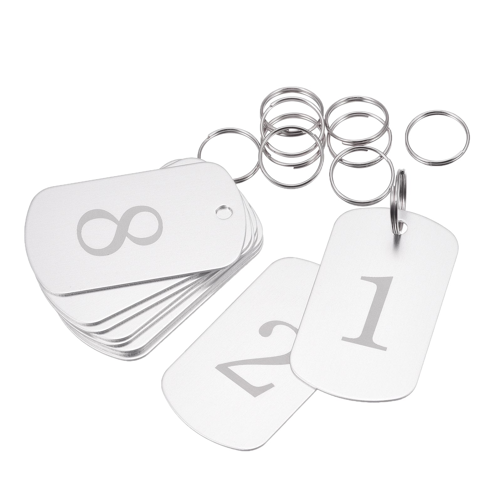 Metal Key Tag, 1-10 Number Tag, ID Tag with Ring 2x1.2inch Silver ...