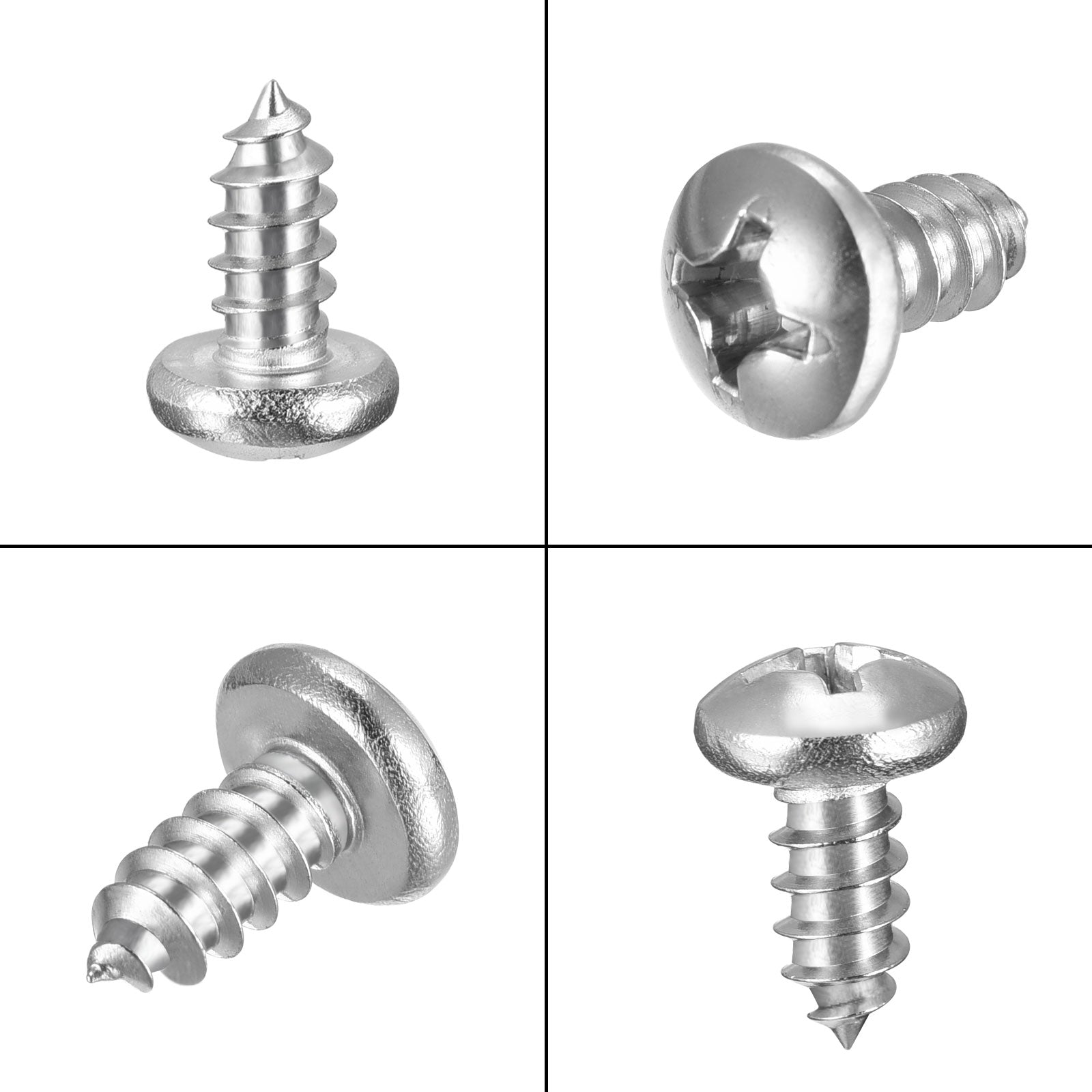 Uxcell Screws #12x1/2" Phillips Self Tapping Screw 304 Stainless Steel ...