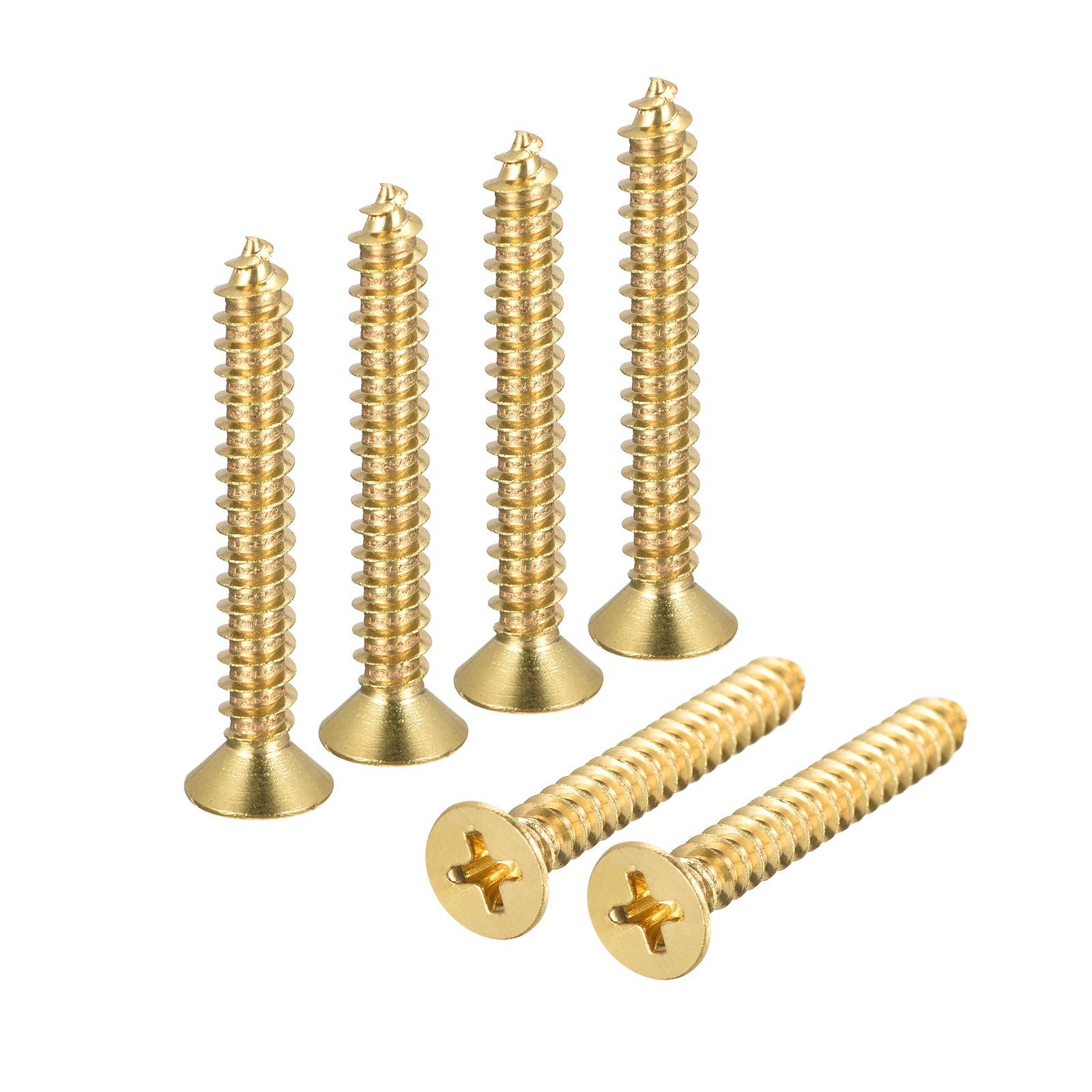 Uxcell Brass Wood Screws, M5x35mm Phillips Flat Head Self Tapping ...