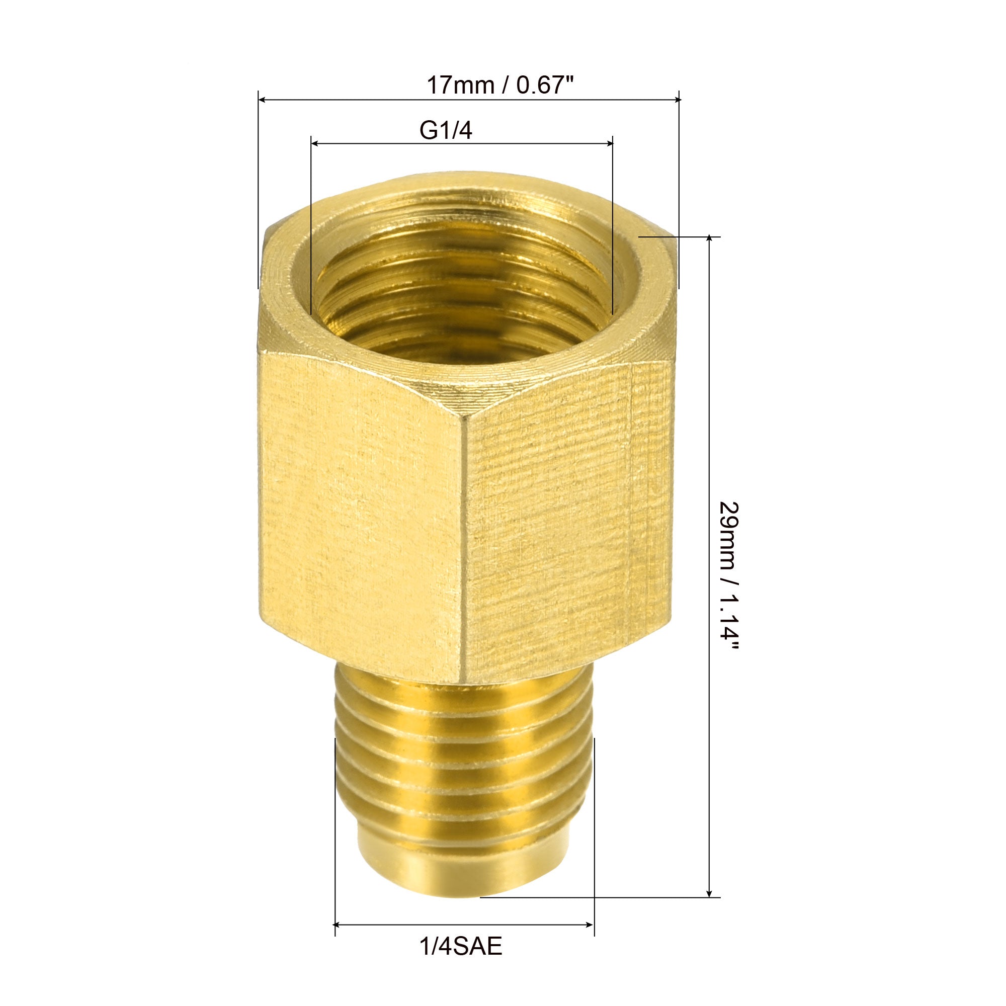 Brass Straight Fitting 1/4SAE Male to G1/4 Female Thread Reducing Pipe ...