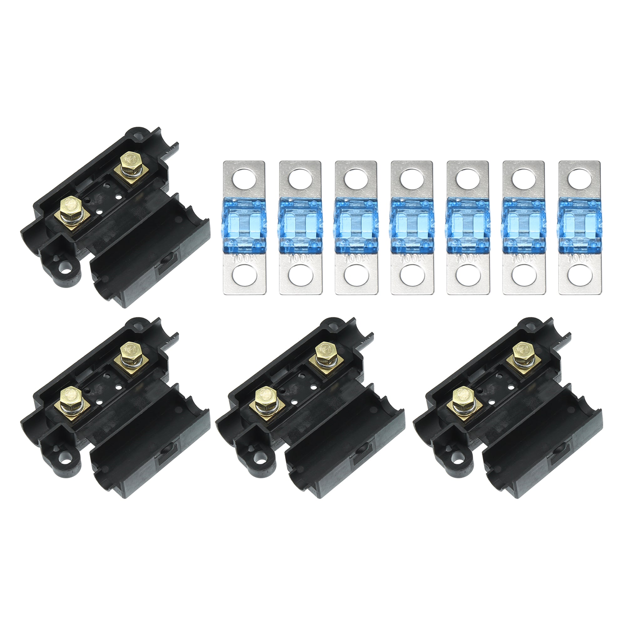 100A Fuse Kit 4 ANS Holders 7 x 100 AMP Fuses Replacement for Car Dual ...
