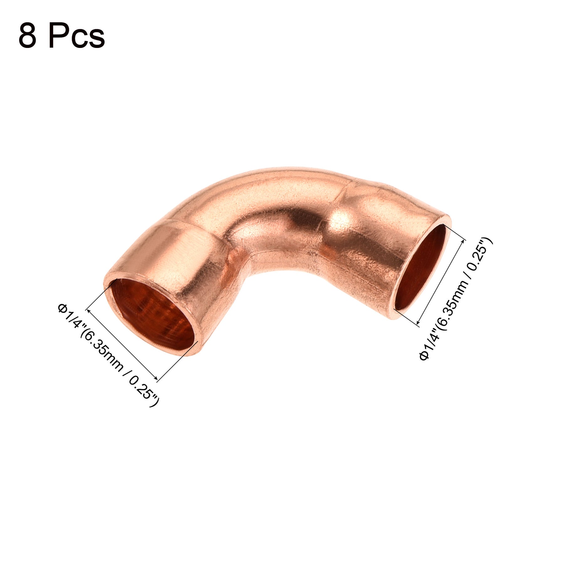 90 Degrees Elbow Copper Pipe Fitting Brazing Connection 1/4 Inch ID for ...