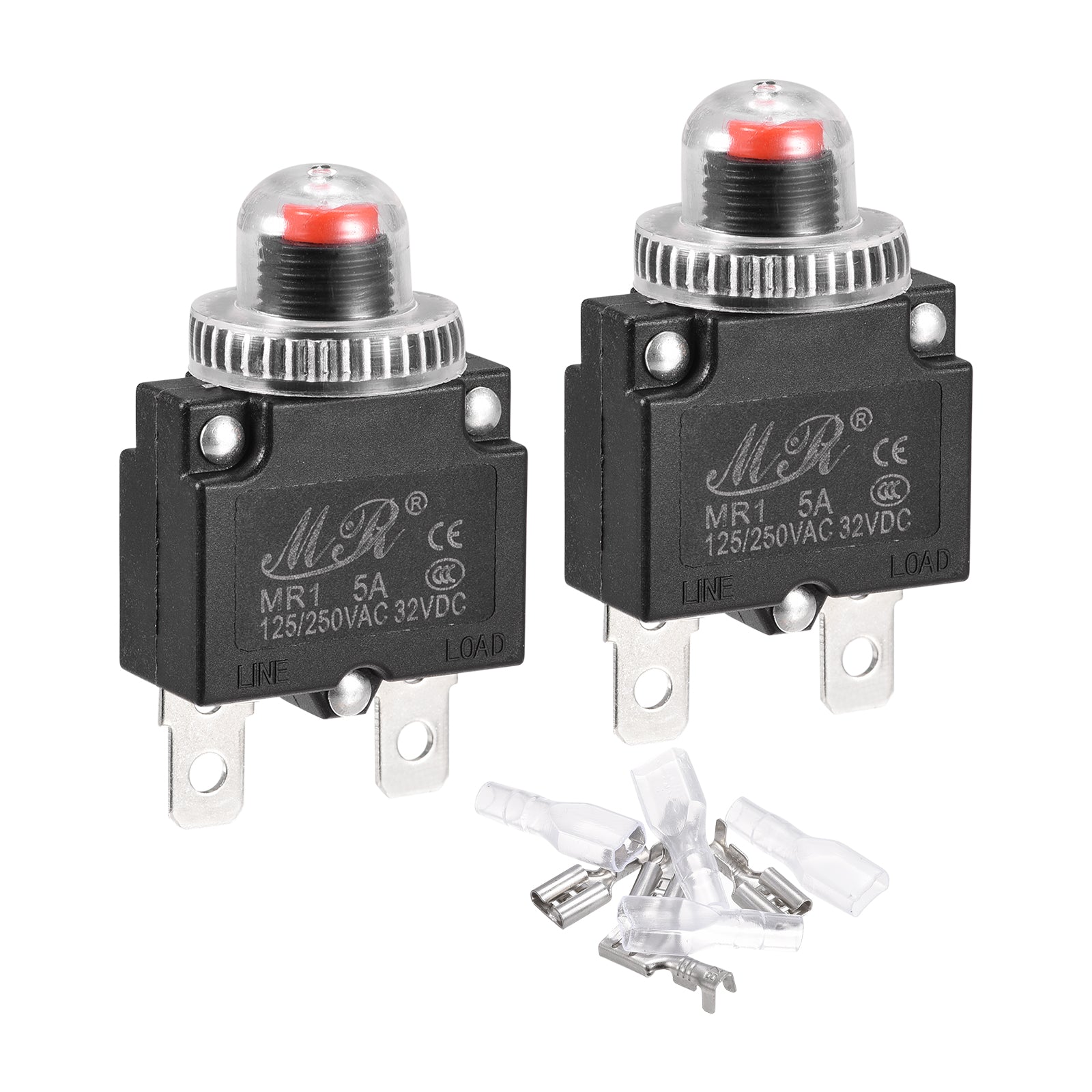 Circuit Overload Protector Kit 5A AC125/250V DC32V Push Button Thermal ...