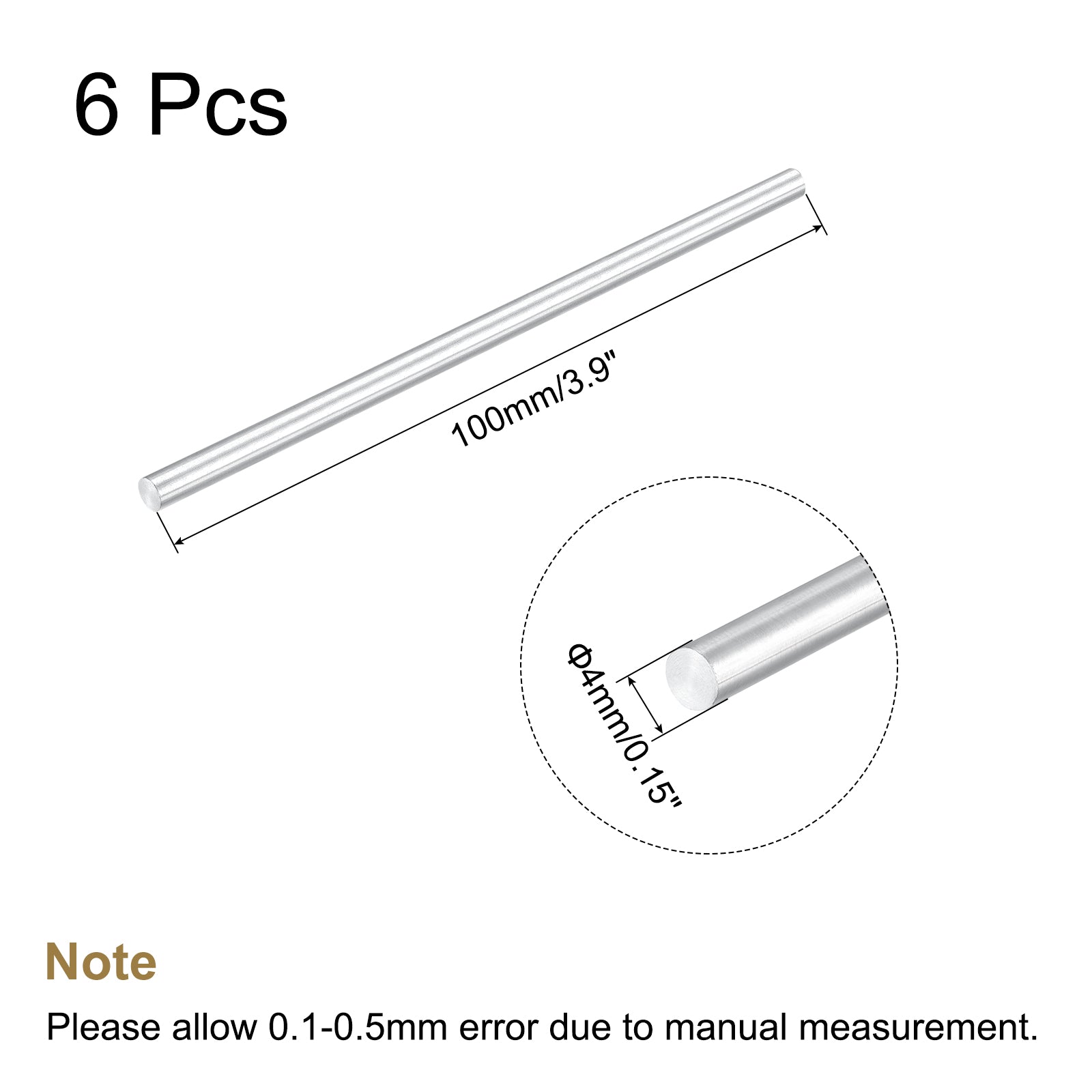 Round Solid Aluminum Rod 4mm Dia.100mm Length Lathe Bar Stock for DIY ...