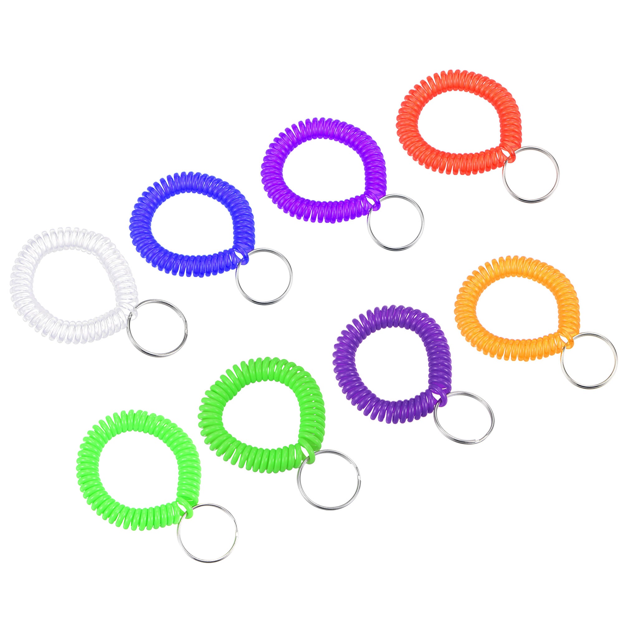22mm Spiral Keychain, 8 Pack Plastic Wrist Coil Keyring Wristband ...
