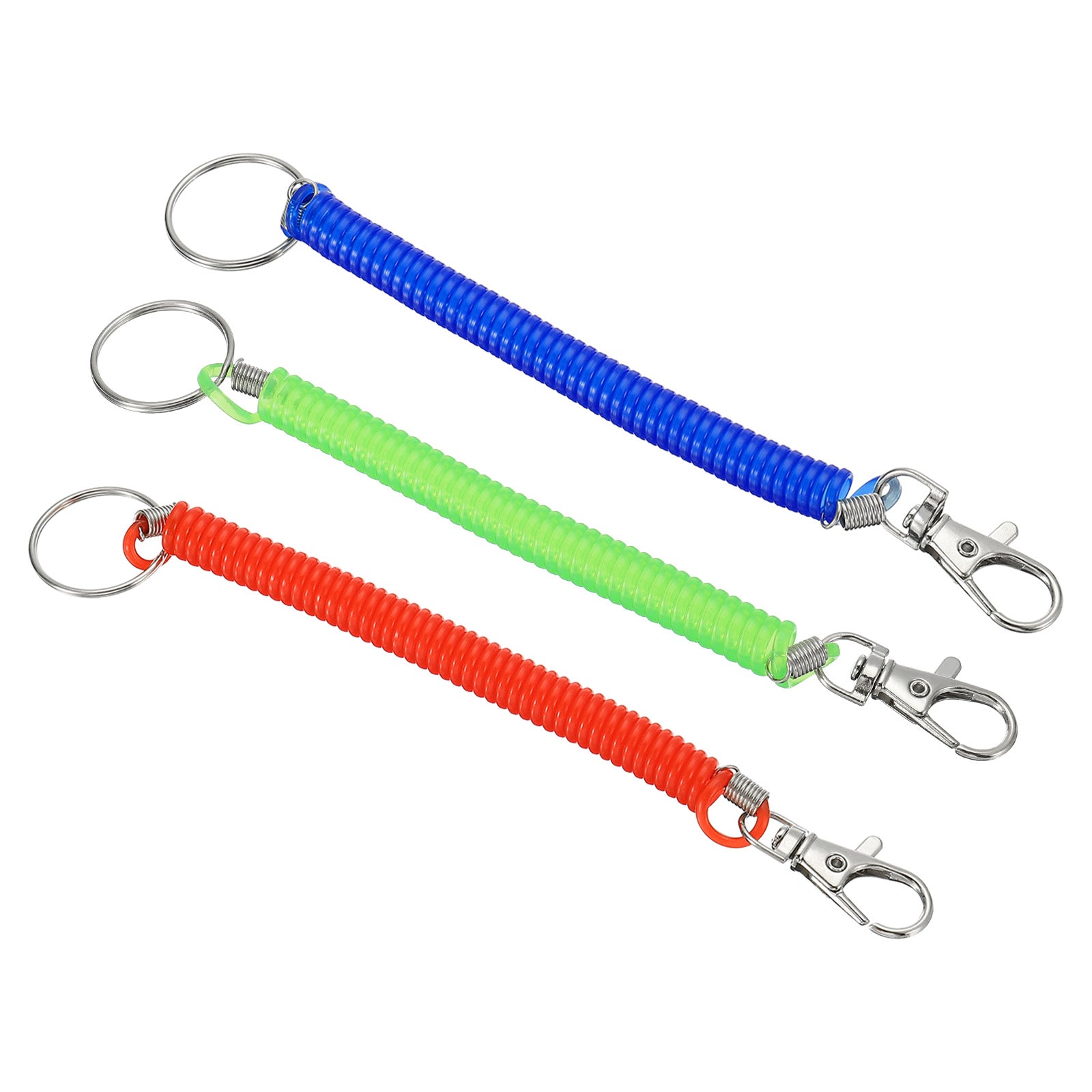 6.7" Spiral Retractable Spring Coil Keychain, 3 Pack Stretch Cord Key ...