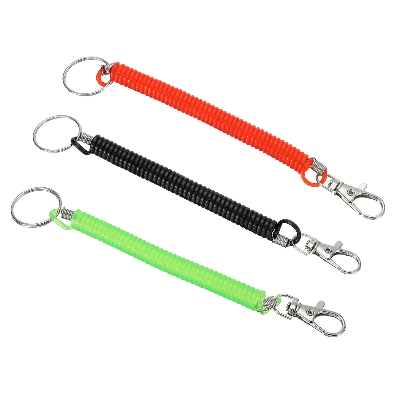 6.7" Spiral Retractable Spring Coil Keychain, 3 Pack Stretch Cord Key ...