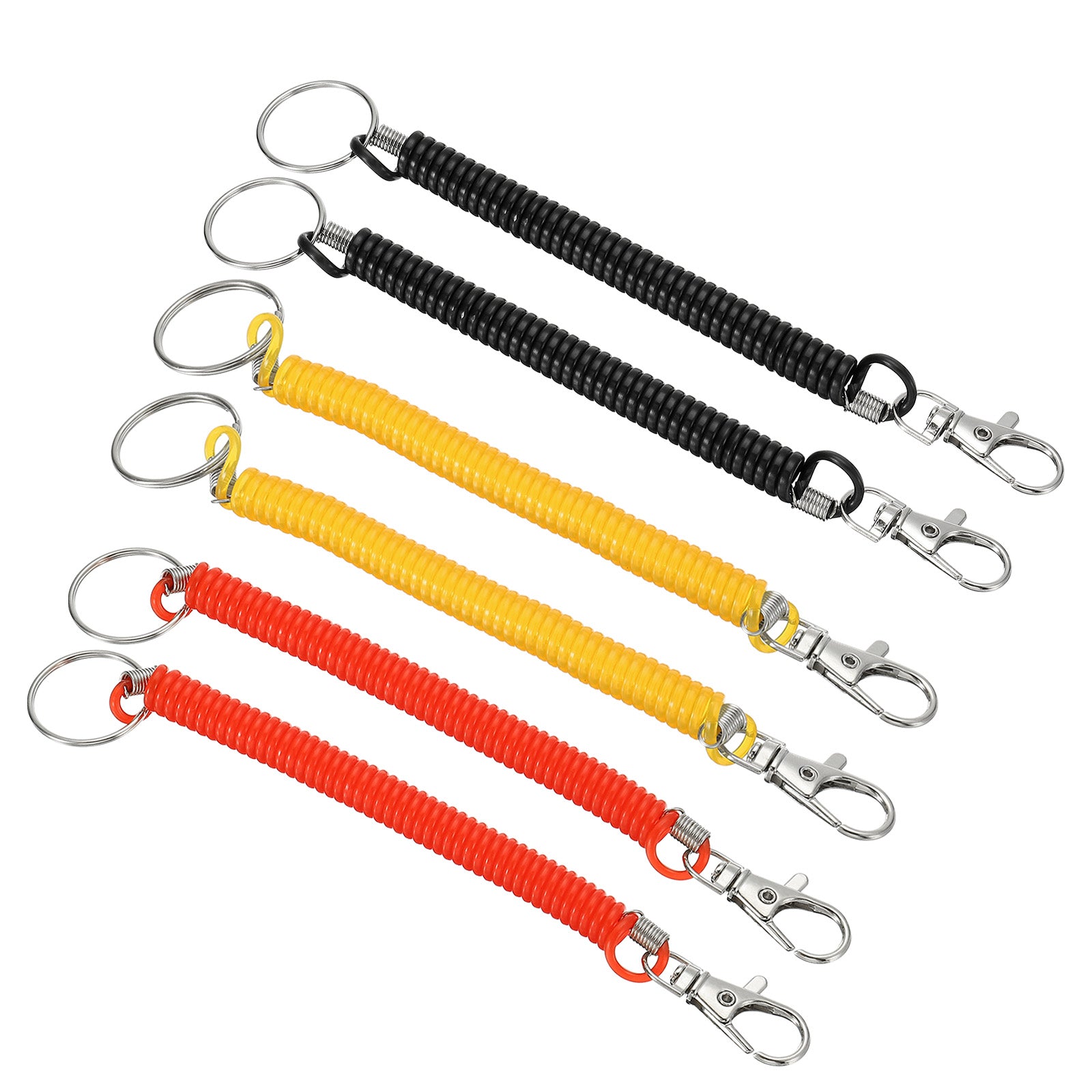 6.7" Spiral Retractable Spring Coil Keychain, 6 Pack Stretch Cord Key ...
