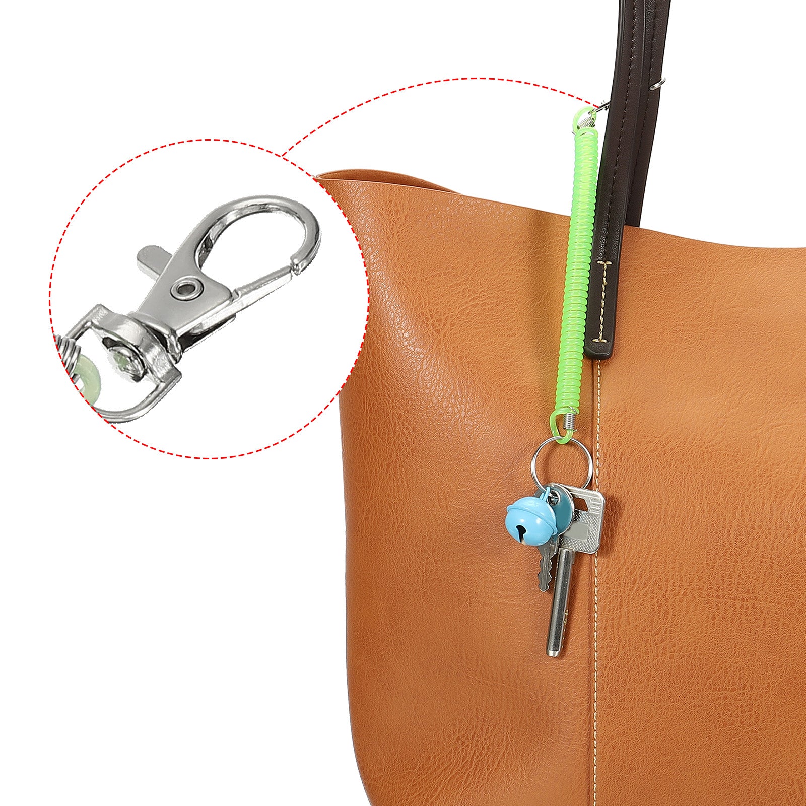 6.7" Spiral Retractable Spring Coil Keychain, 4 Pack Stretch Cord Key ...