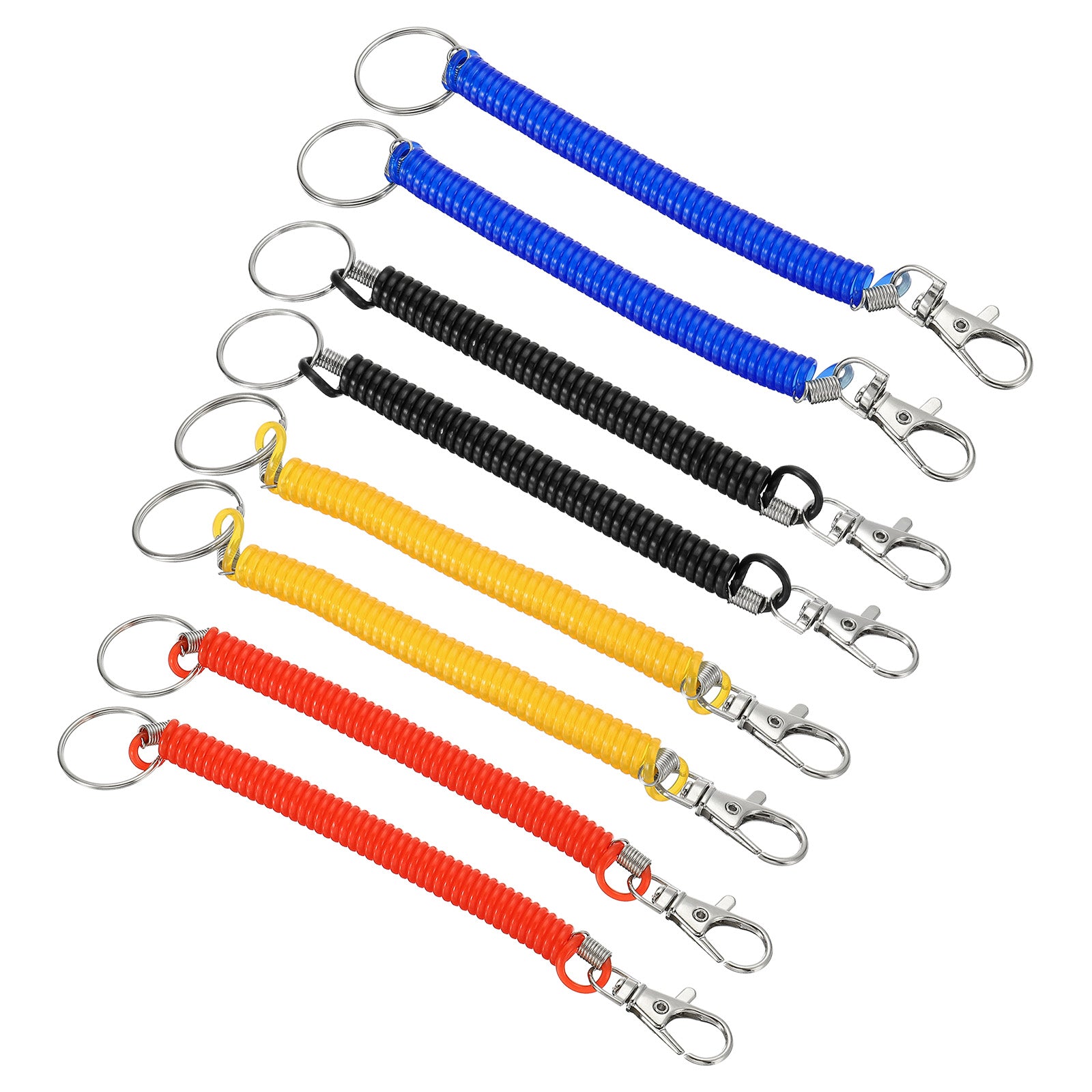 6.7" Spiral Retractable Spring Coil Keychain, 8 Pack Stretch Cord Key ...