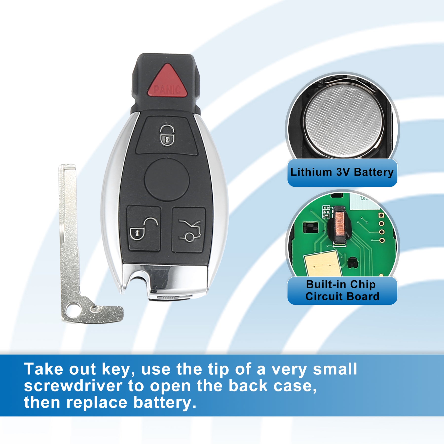 4 Button Car Keyless Entry Remote Control Key Fob Proximity Smart Fob ...