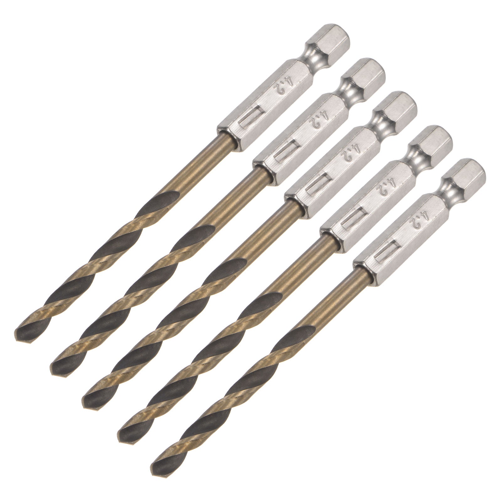 Uxcell 5Pcs 4.2mm High Speed Steel Twist Drill Bit with Hex Shank 95mm ...