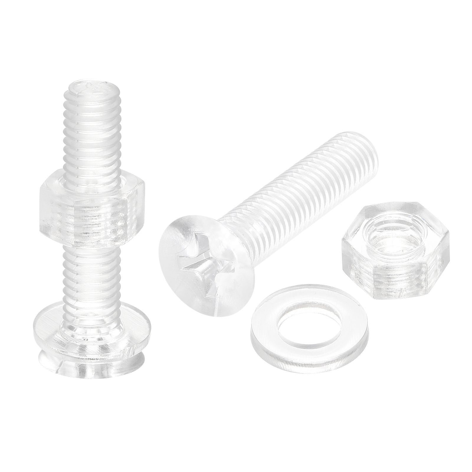 Uxcell M5 x 25mm Plastic Phillips Machine Screws with Nuts and Flat ...